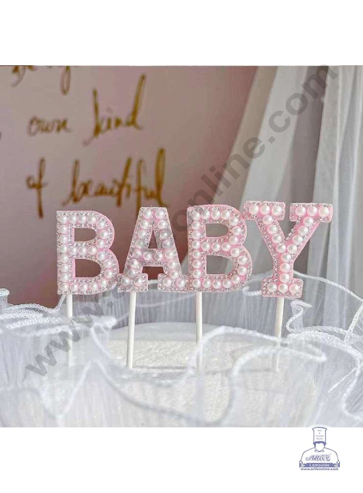 CAKE DECOR™ Pink Pearl Baby Cake Topper Cake Decoration (SB-PT-Pink ...