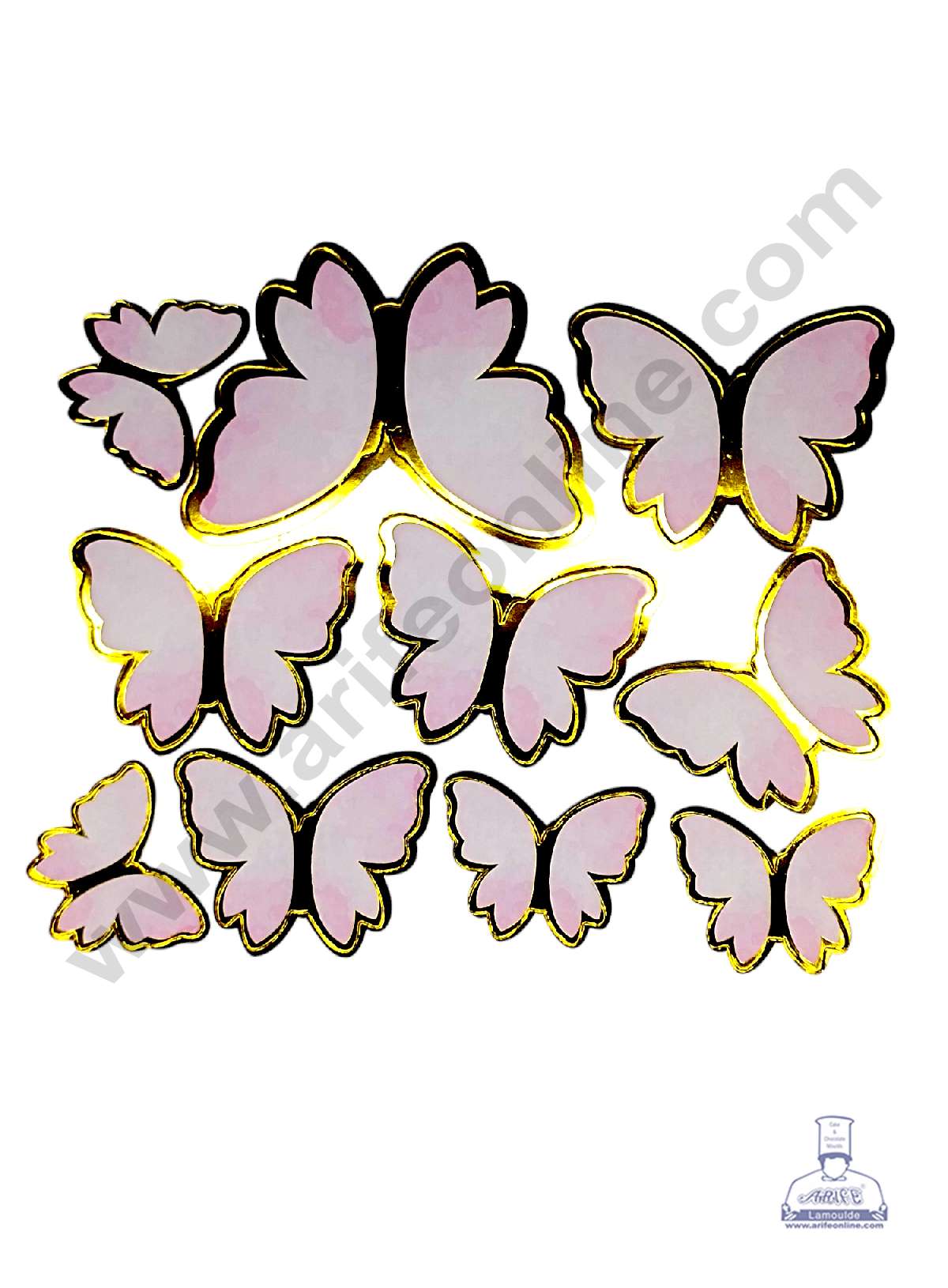 CAKE DECOR™ 10 pcs Light Pink Watercolor Theme Butterfly Paper Topper ...