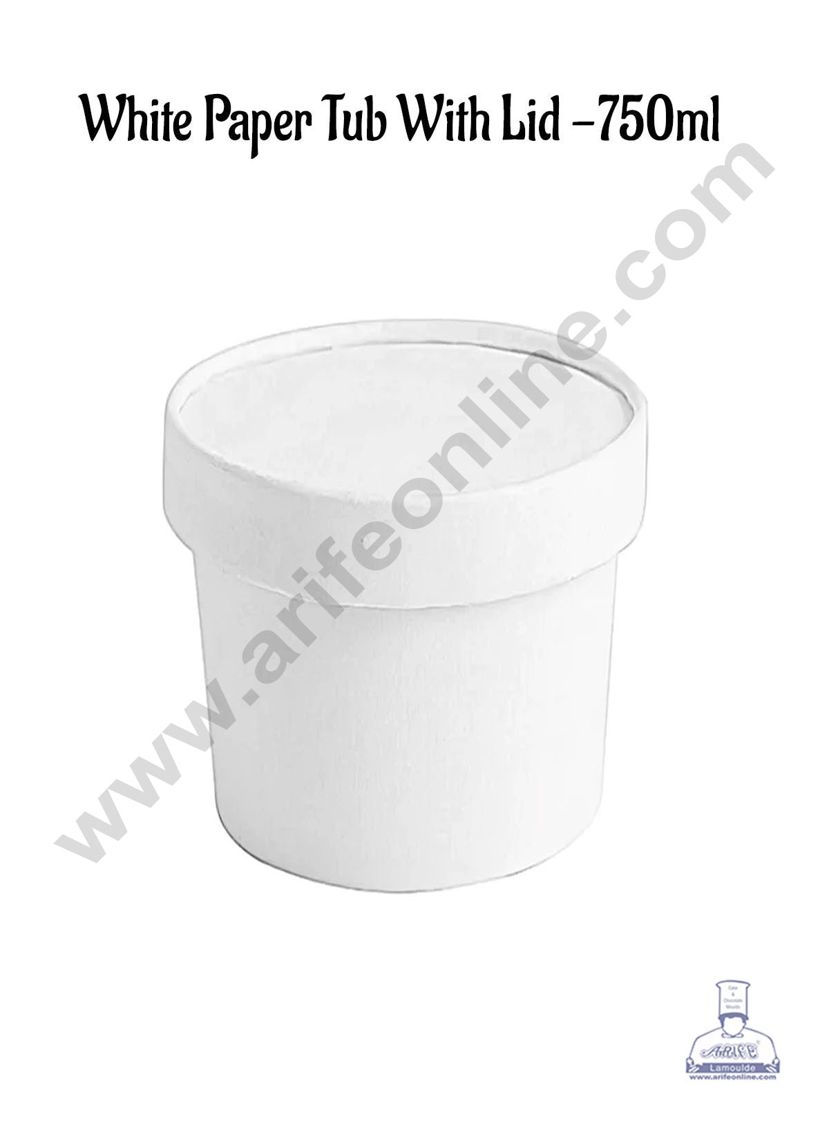 CAKE DECOR™ 750ml White Kraft Paper Tub With Lid – Arife Online Store