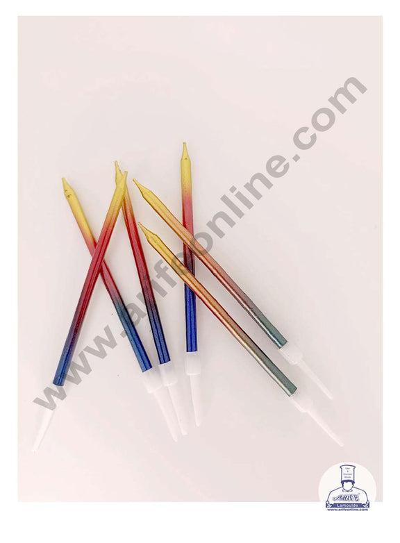 Home CAKE DECOR™ Tricolor Gradient/Ombre Metallic Candles with Stand ...