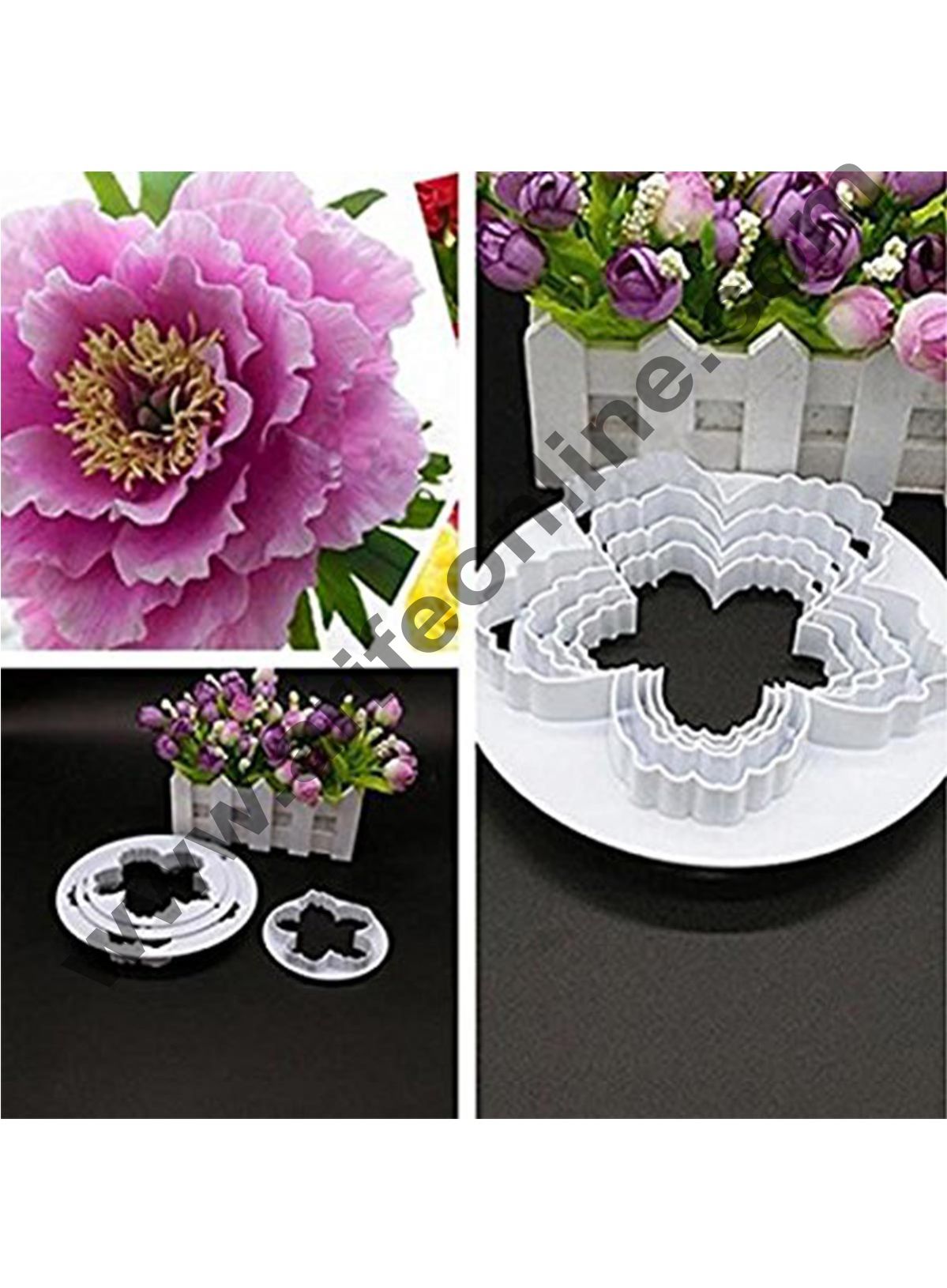 Cake Decor 4 Pcs Peonies Petal Shape Cutter Fondant Cake Sugar Paste I ...