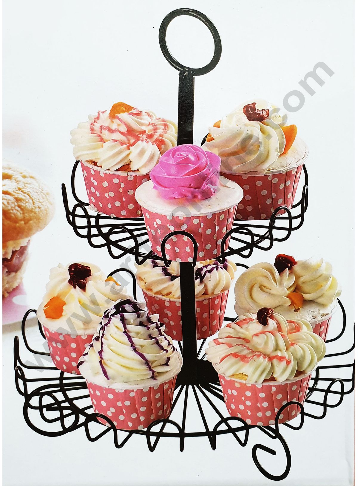 Cake Decor 2 Tier Cup cake Stand Wired White 8 Cupcake Holder – Arife ...