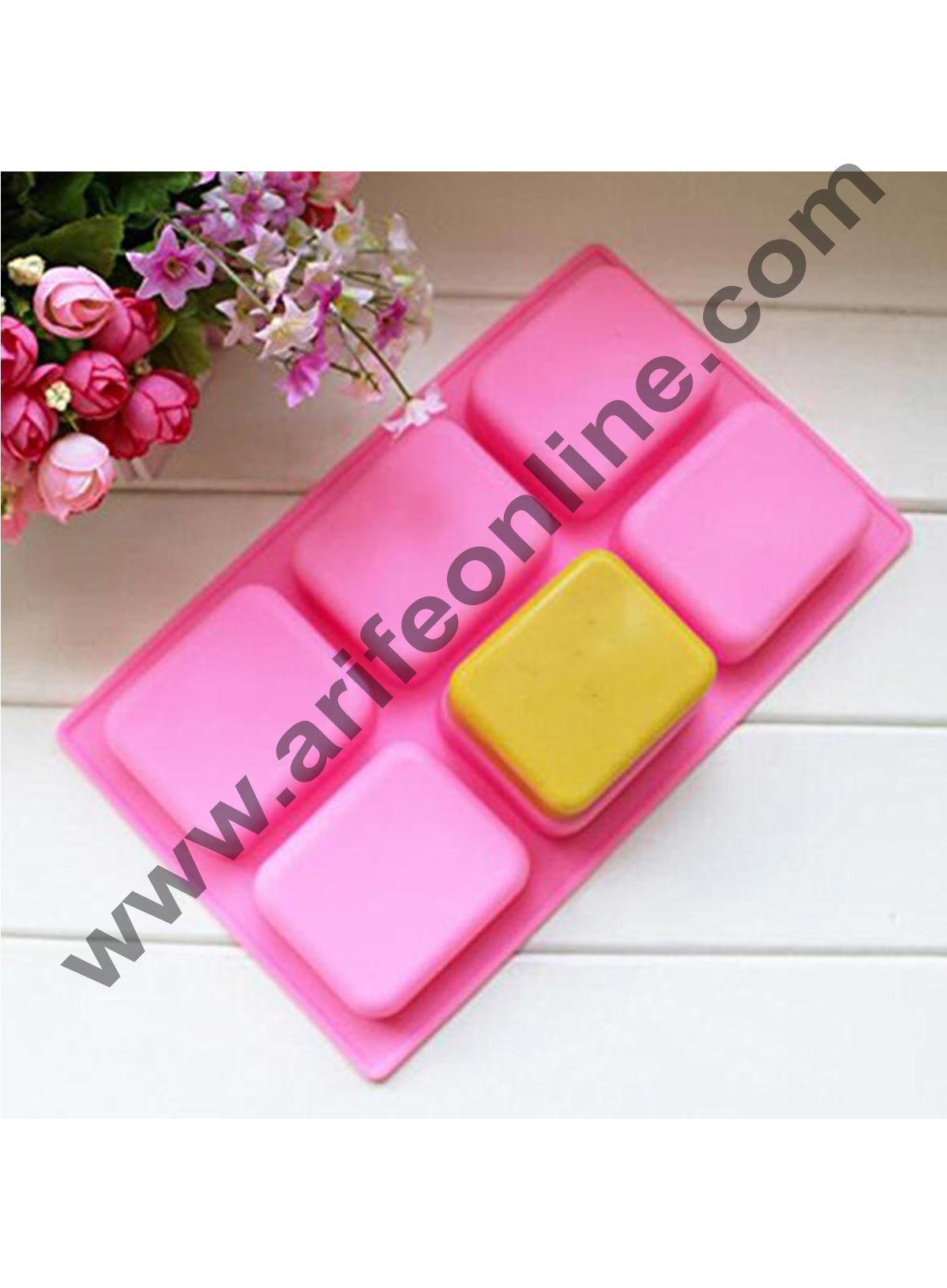 Cake Decor 6 Cavity Silicone Rounded Rectangle Muffin Soap Jelly Bakin ...