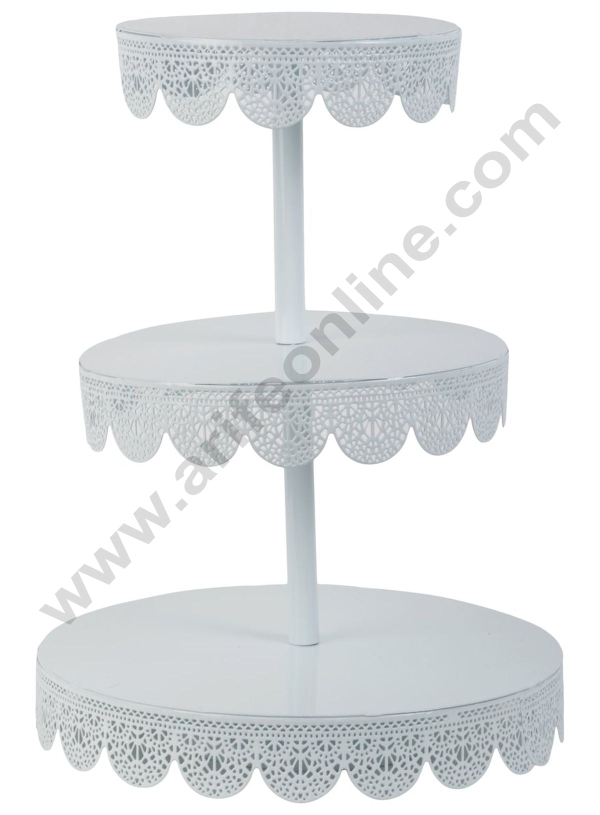 Cake Decor 3 tier Metal Plates Cup Cake Stand & Dessert Stand, White ...
