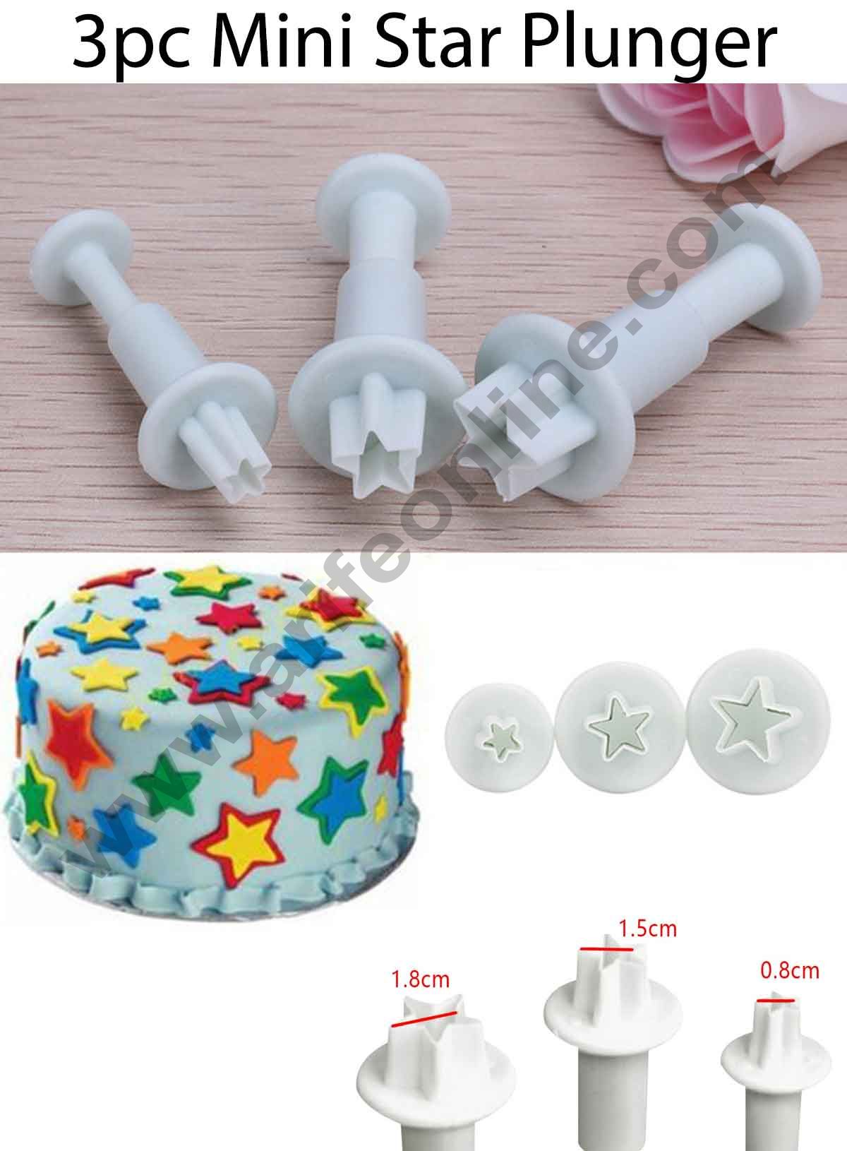 Cake Decor 3pcs Mini Star Shape Cake Plunger Cutters Fondant Tool ...