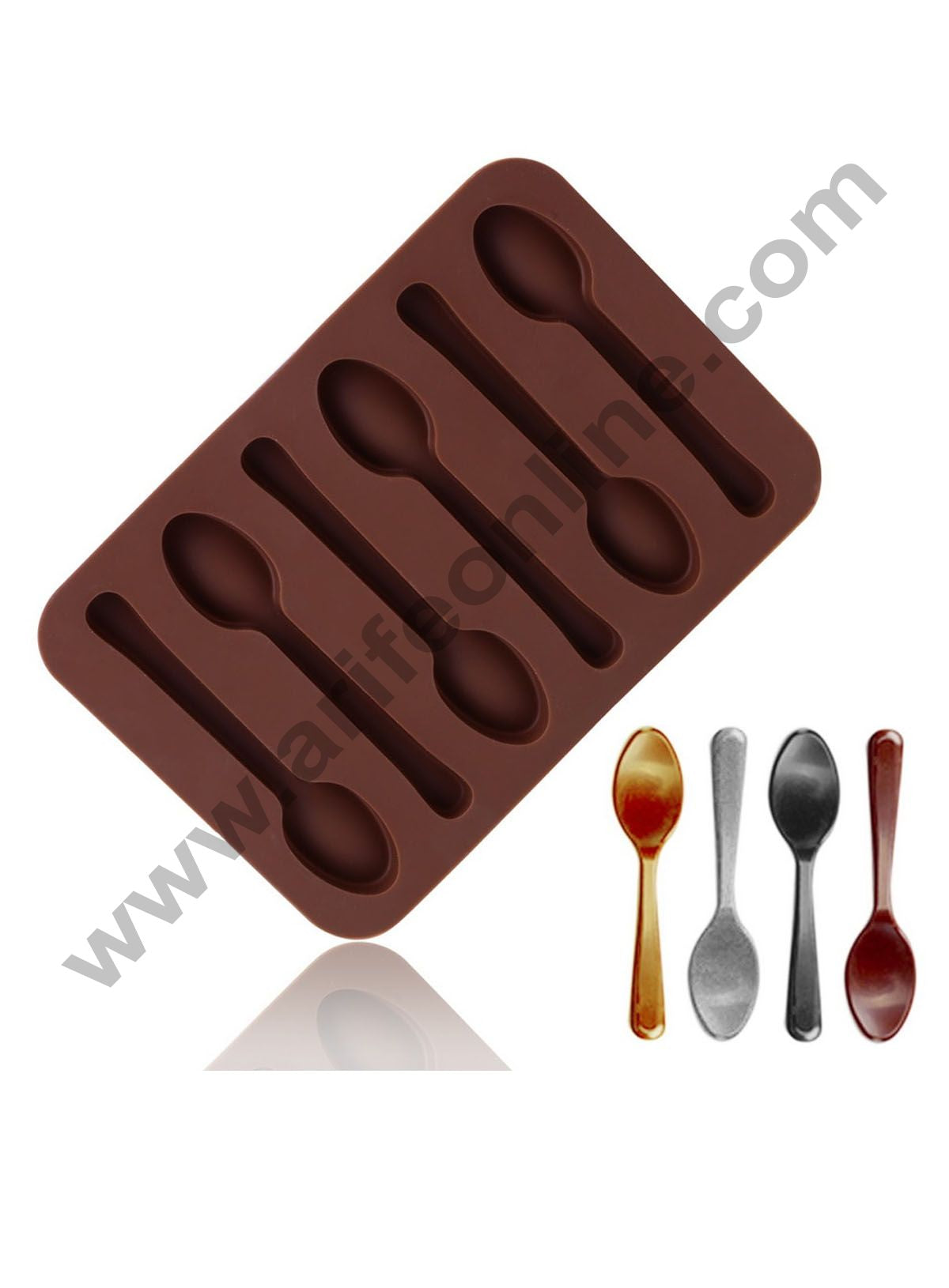 Cake Decor Silicon 6 Cavity Small Spoon Shape Design Chocolate Mould I ...