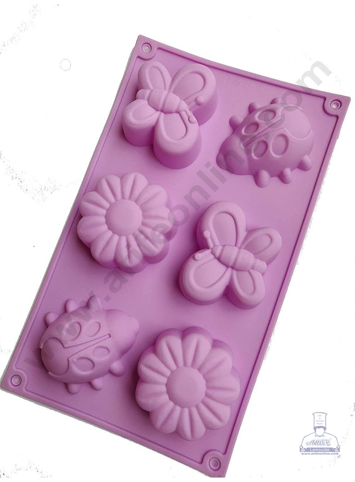 Cake Decor 6 Cavity Silicon Flower Bug Mould Baking Chocolate Cake (SB ...