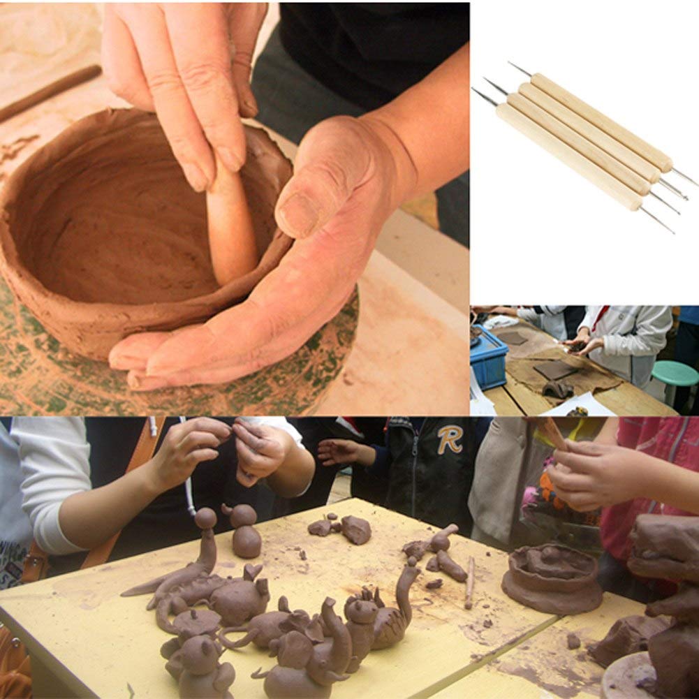 Cake Decor Wooden Handle Carving Tool Set Pack of 4 Ball Stylus Polyme ...