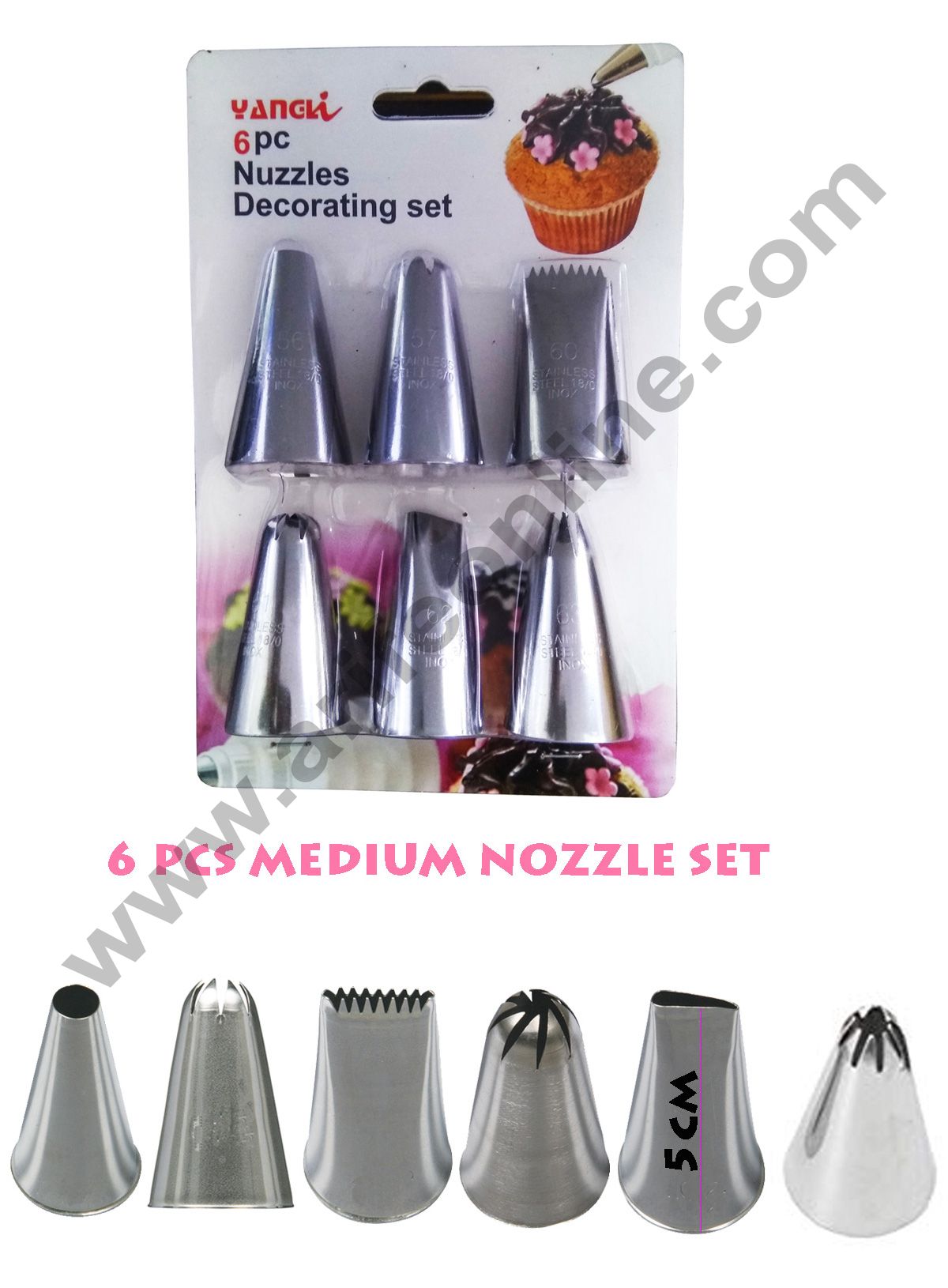 Cake Decor 6 Piece Big Nozzle Stainless Steel Cake Decorating Set Tips ...