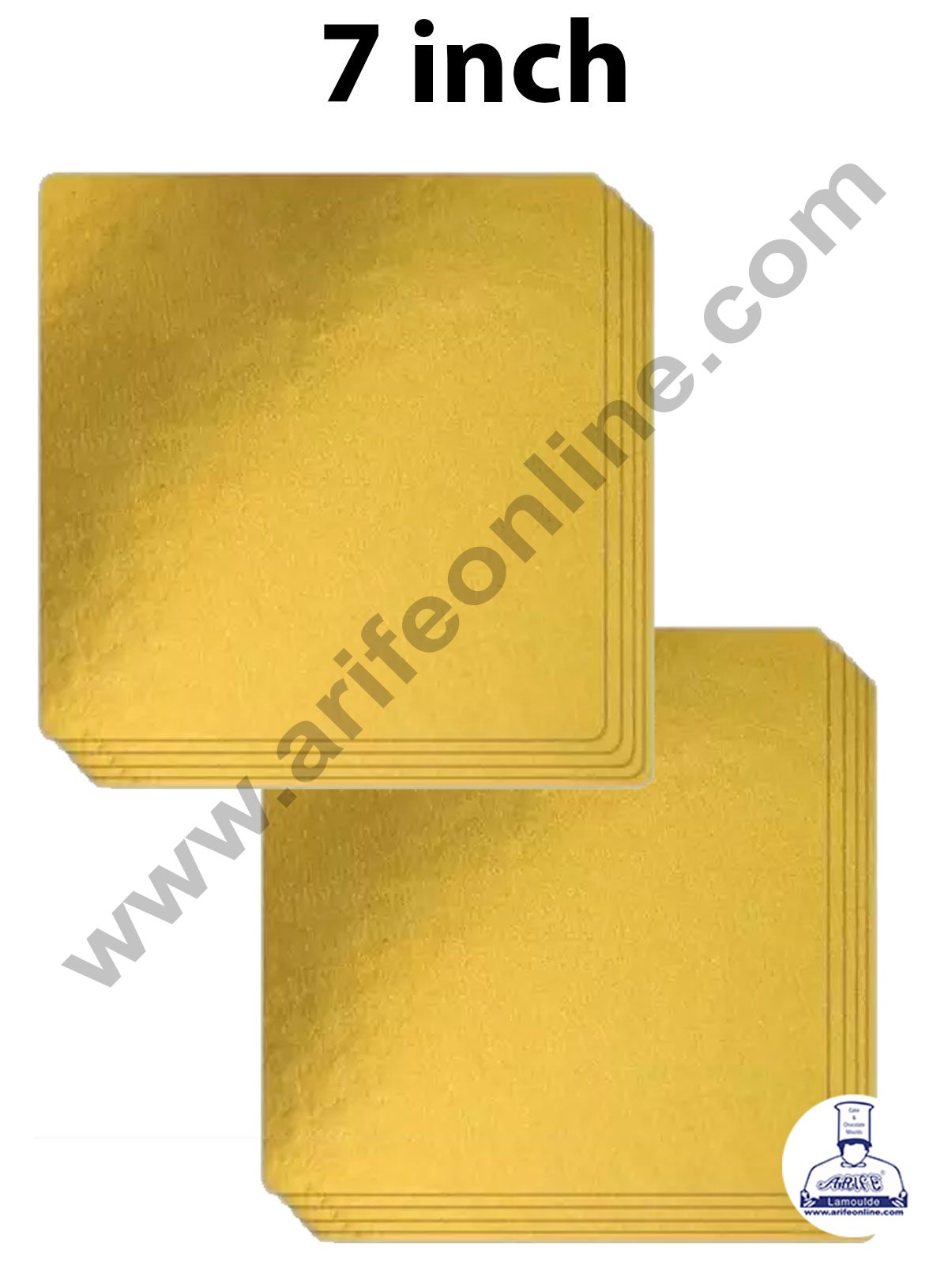 Cake Decor MDF Cake Base Gold Color 10 Pieces Square - 7 inch – Arife ...