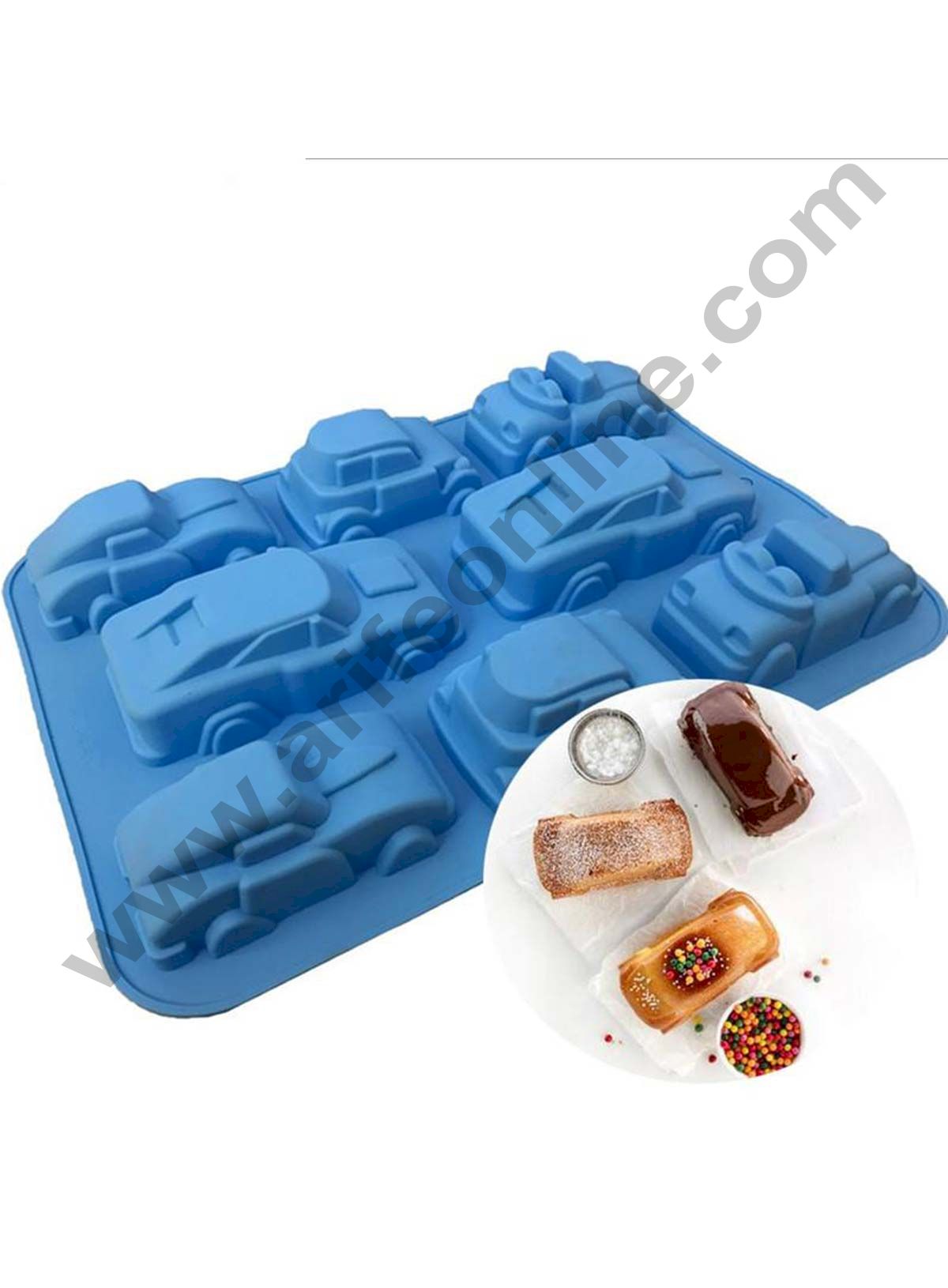 Cake Decor 8 Cavity Car Shapes Silicon Moulds Muffin Mould – Arife ...
