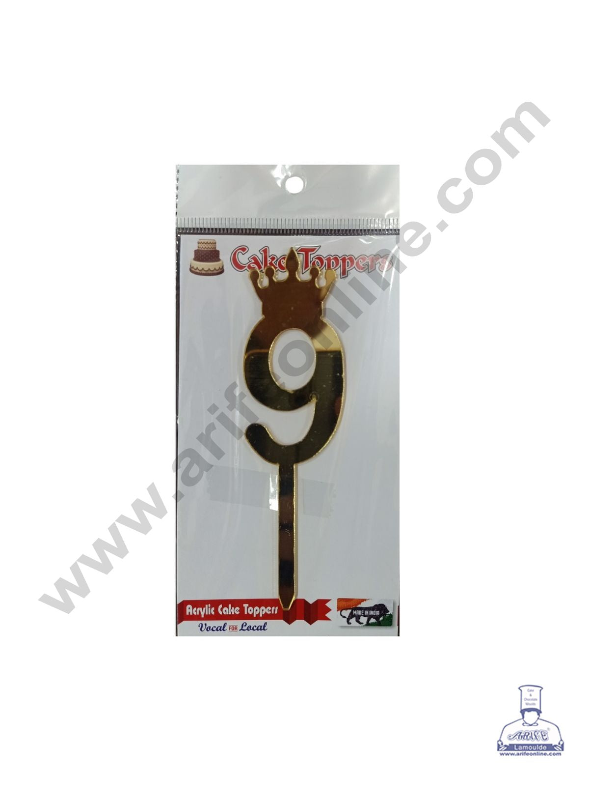 CAKE DECOR™ 5 Inch Acrylic Golden Number Toppers - Nine Number With Cr ...