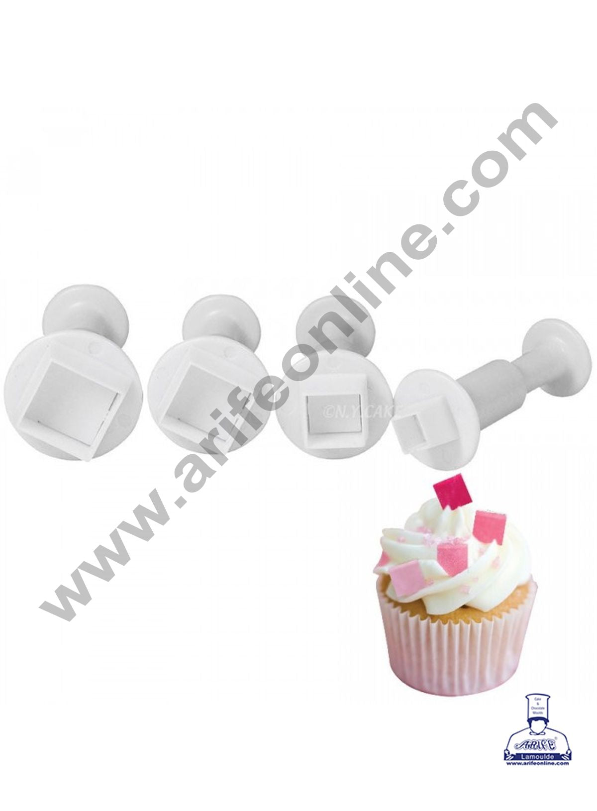 Cake Decor 4 Pieces Square Shape Plunger Cutters Fondant Tool – Arife ...