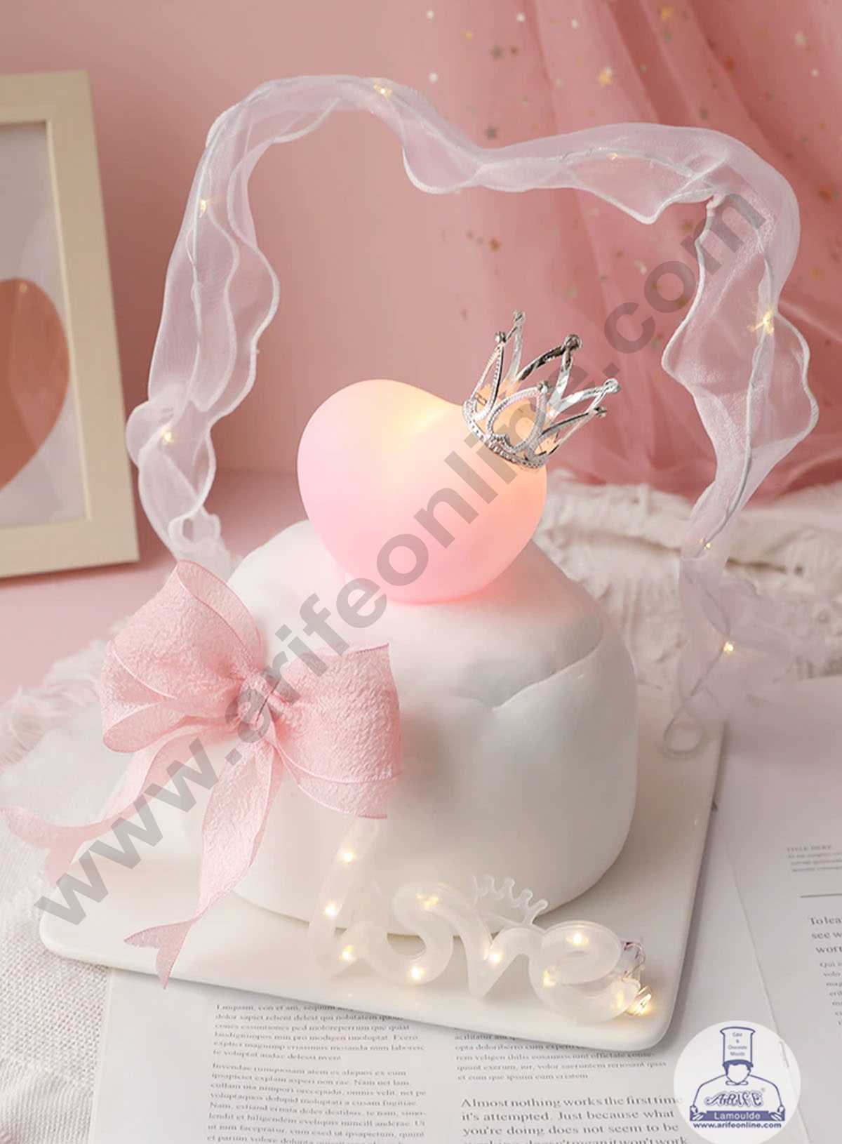 CAKE DECOR™ 1 Pieces Pink Heart Love Topper With Light Toys Cake Toppe ...