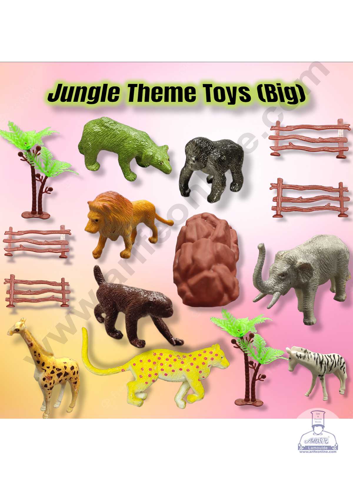 CAKE DECOR™ 15 Pcs Set Big Jungle Theme Toys for Cake Toppers – Arife ...