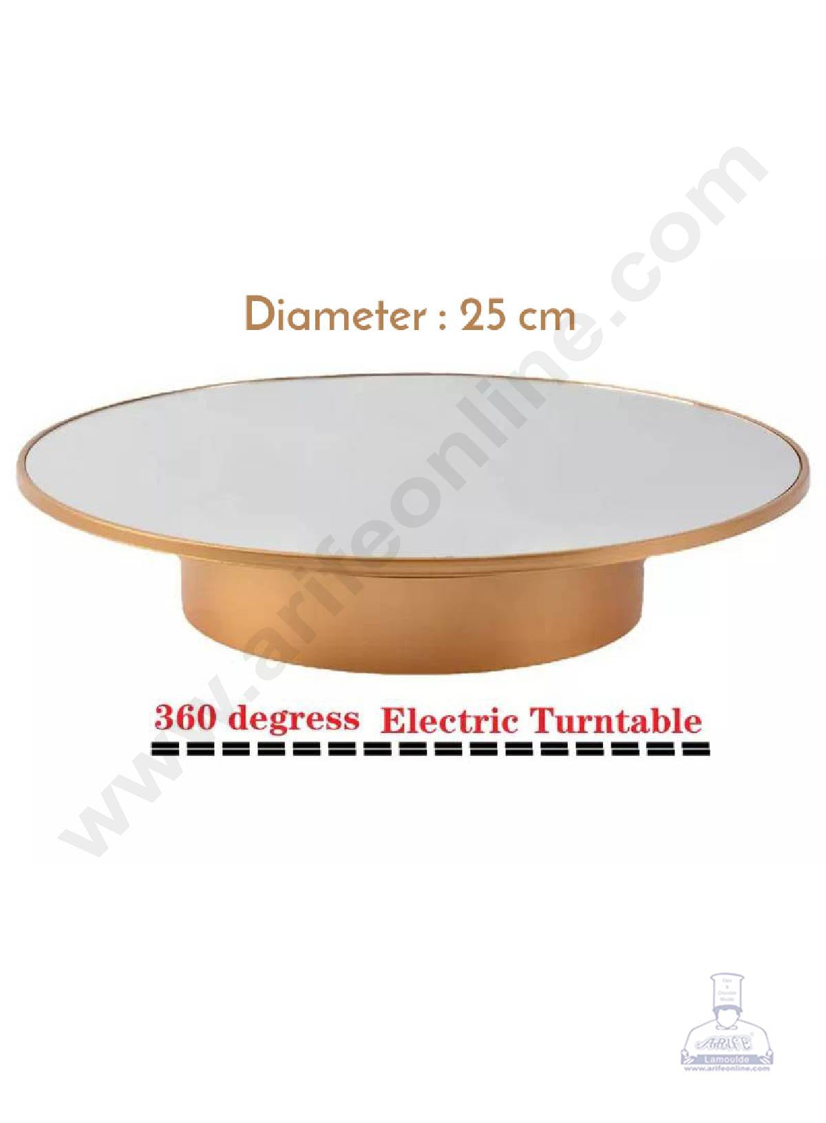 CAKE DECOR™ 360 Degree Electric Mirror Rotating Turntable - 25 cm ...
