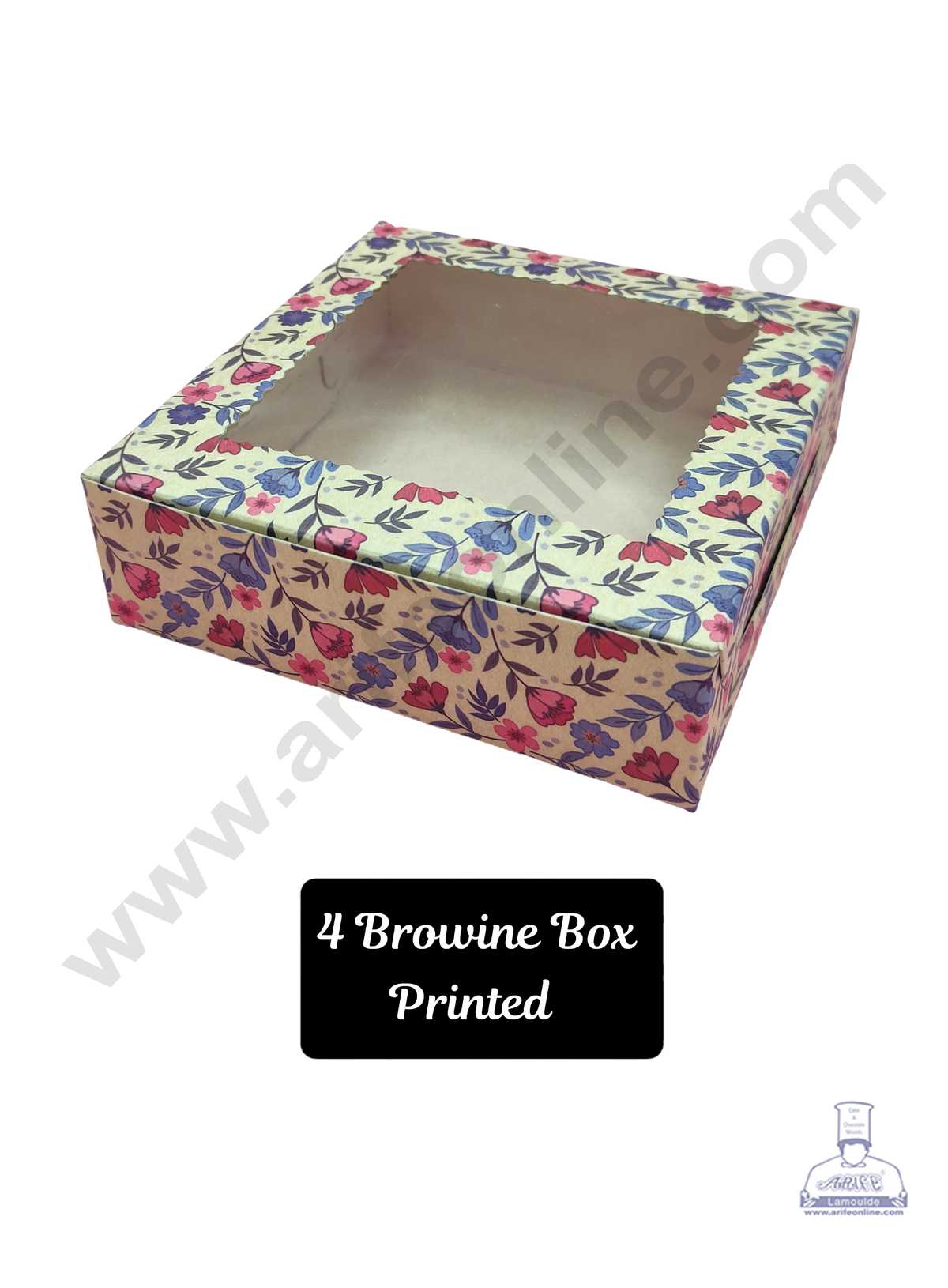 CAKE DECOR™ 4 Cavity Printed Brownie Boxes with Clear Window, Brownie ...