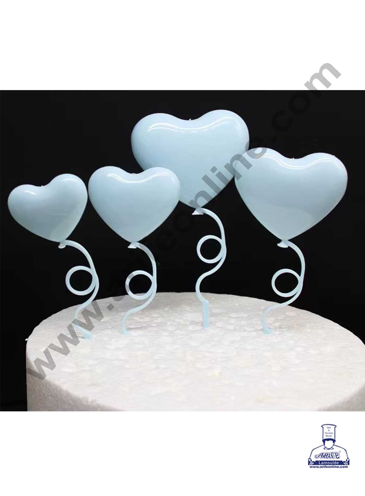 CAKE DECOR™ 4 Pieces Plastic Heart Cake Toppers - Light Blue ( SBT-H-L ...