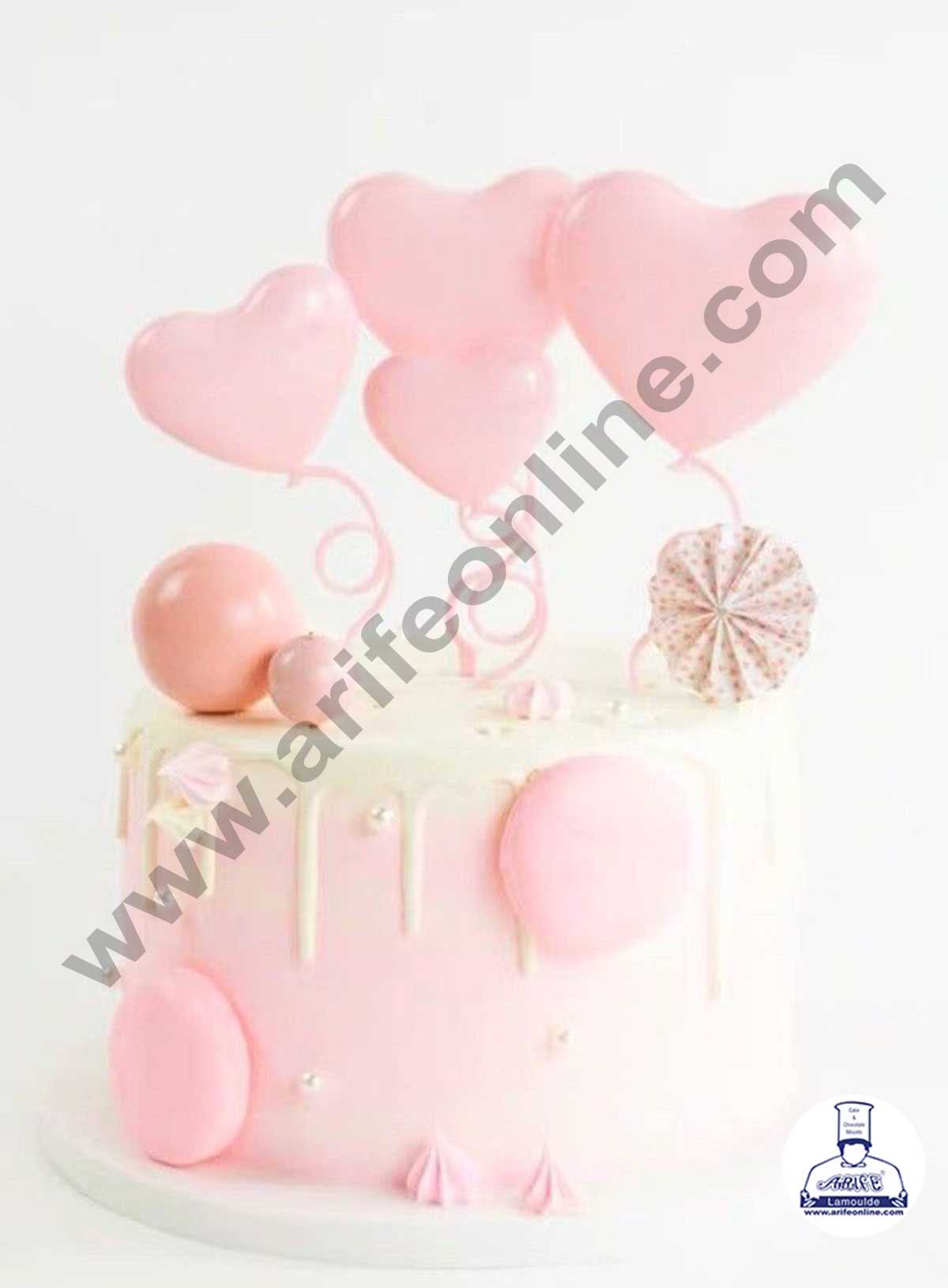 CAKE DECOR™ 4 Pieces Plastic Heart Cake Toppers - Light Pink ( SBT-H-L ...