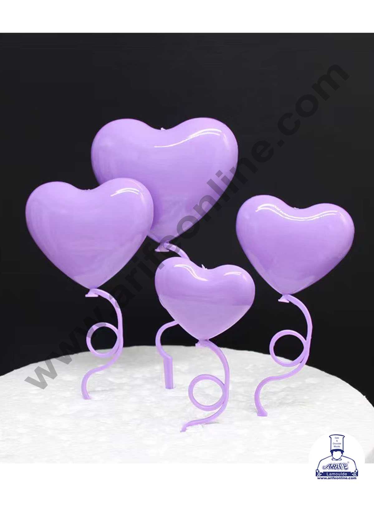 CAKE DECOR™ 4 Pieces Plastic Heart Cake Toppers - Purple ( SBT-H-Purpl ...