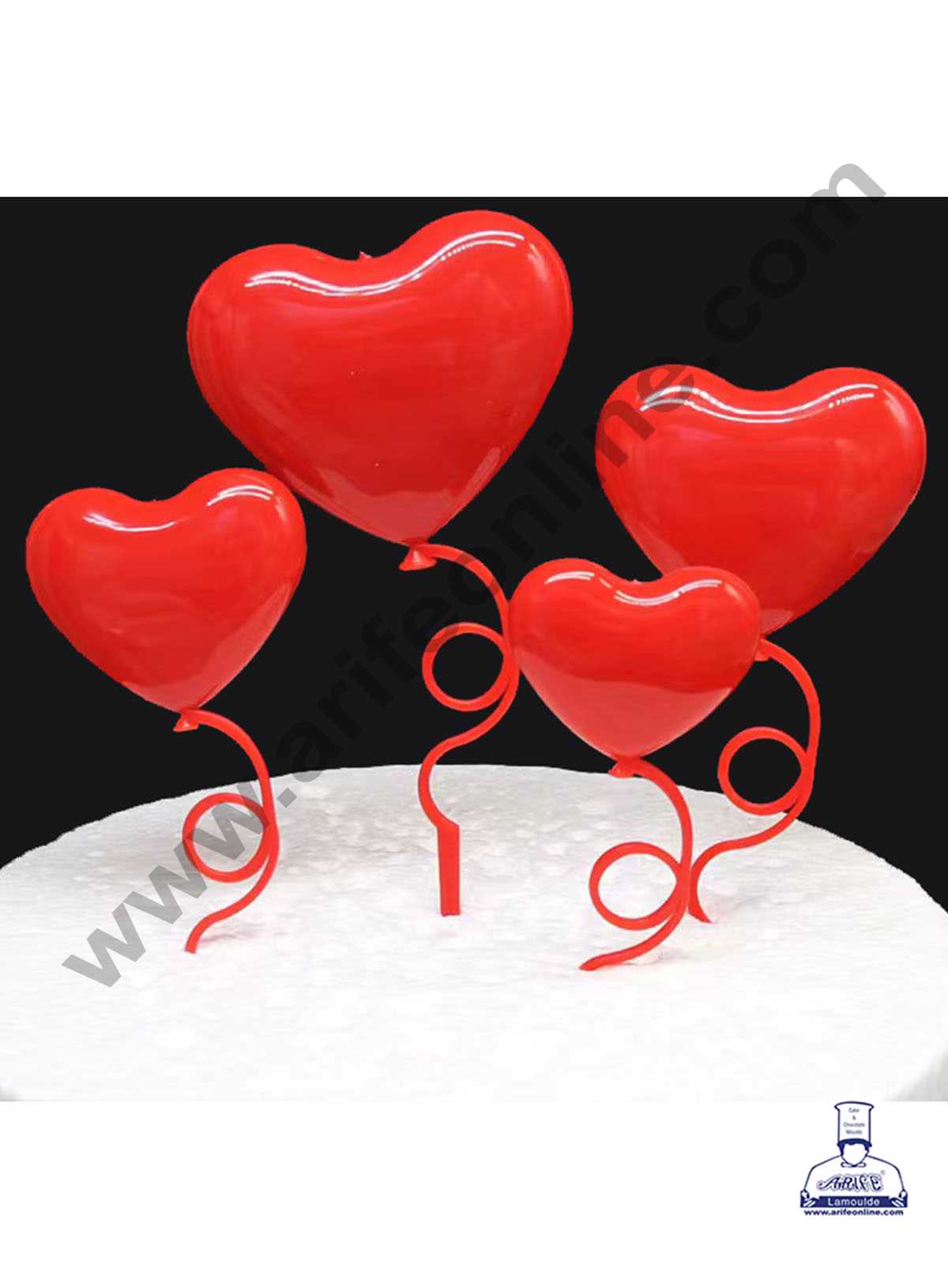 CAKE DECOR™ 4 Pieces Plastic Heart Cake Toppers - Red ( SBT-H-Red ...