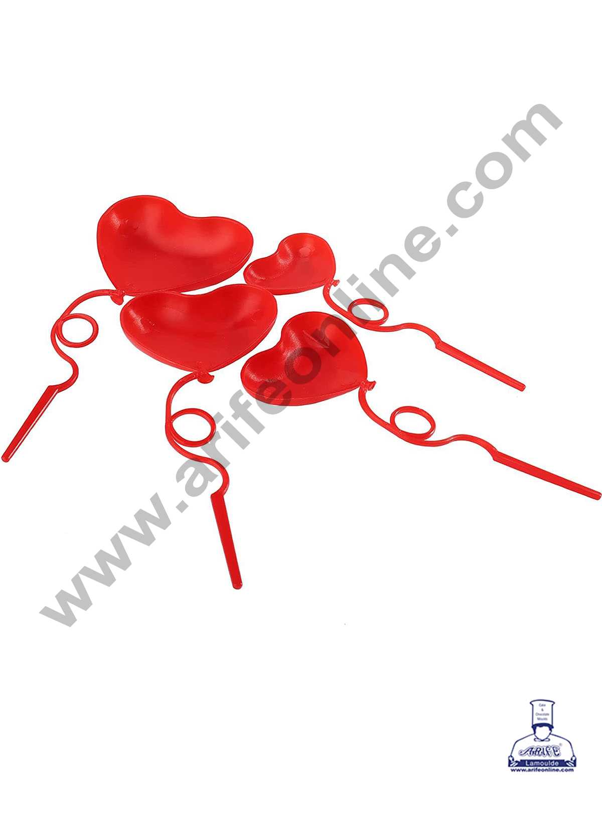 CAKE DECOR™ 4 Pieces Plastic Heart Cake Toppers - Red ( SBT-H-Red ...