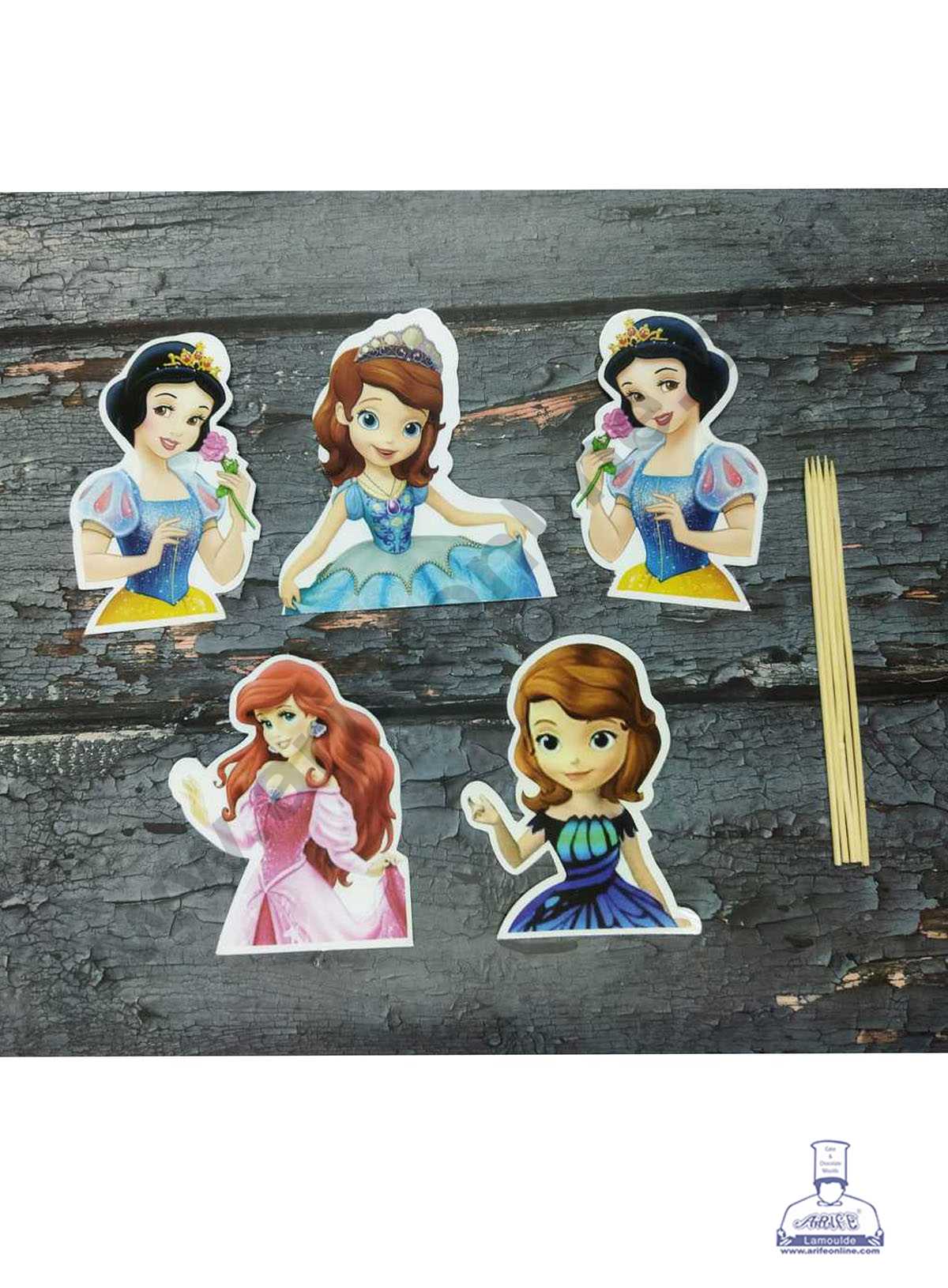 CAKE DECOR™ 5 pcs Disney Princess Paper Topper For Cake And Cupcake (S ...