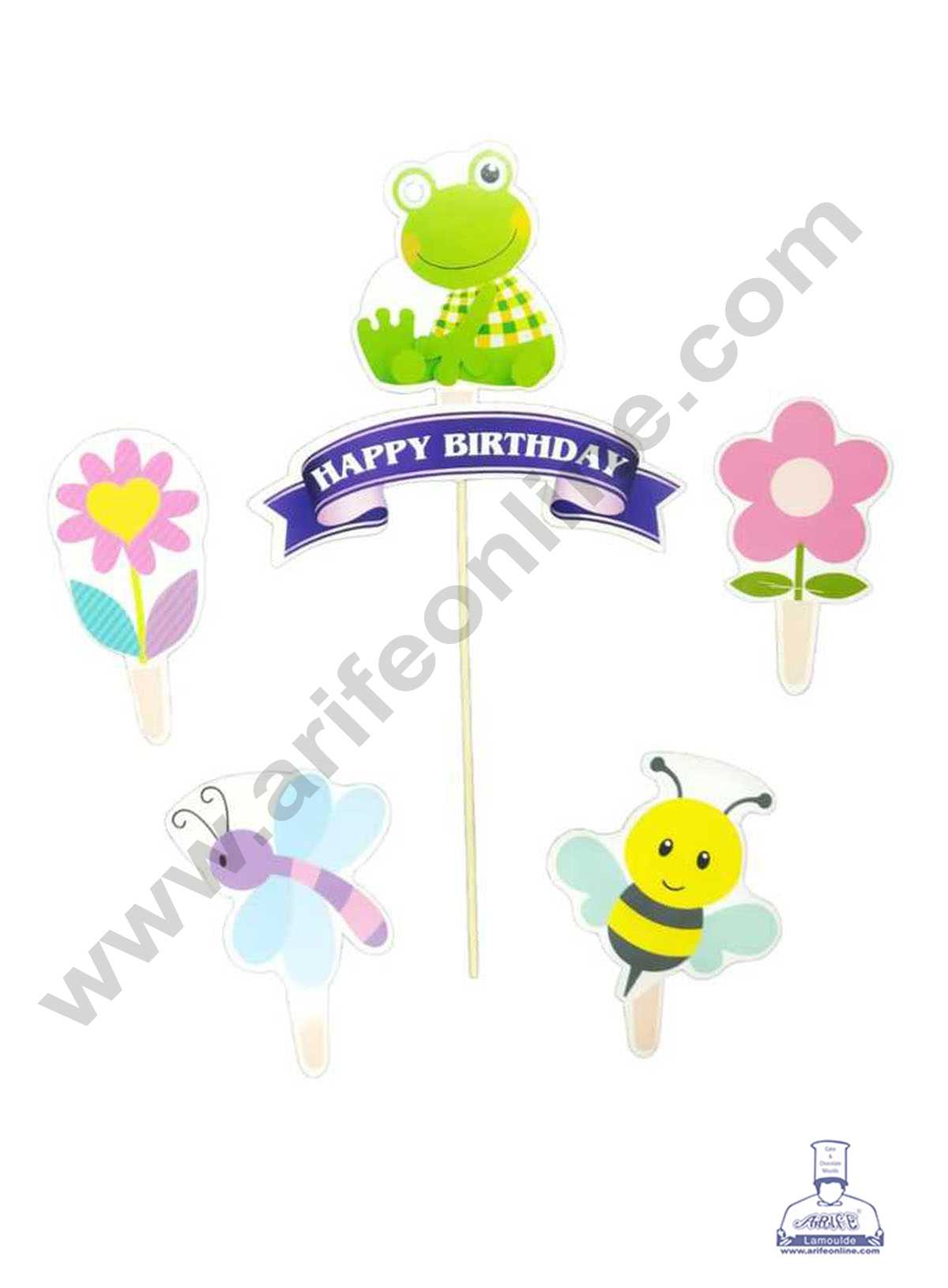 CAKE DECOR™ 6 pcs Happy Birthday Bugs Theme Paper Topper For Cake And ...