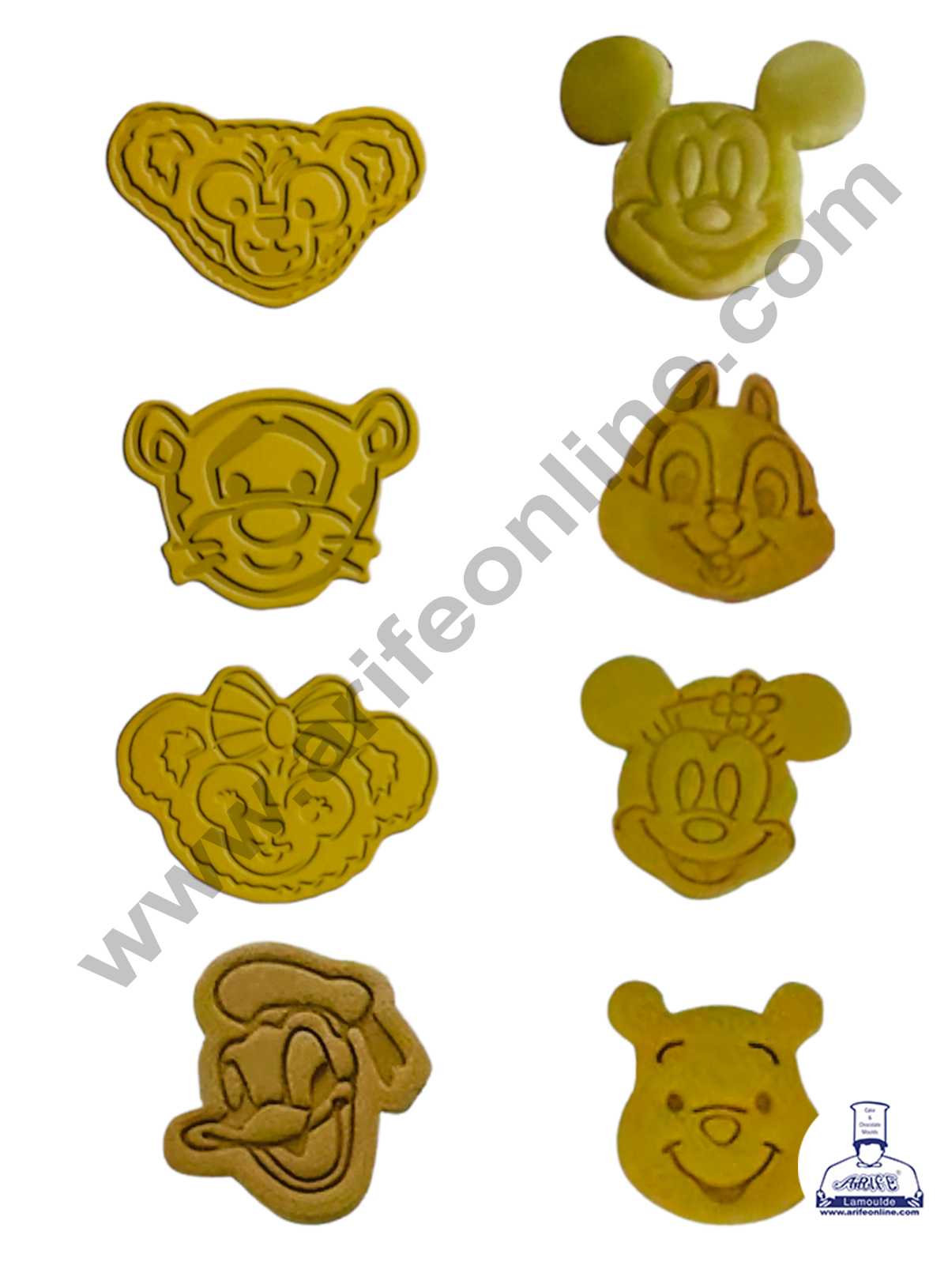 CAKE DECOR™ 8 Pcs Disney Cartoons Character Plastic Biscuit Cutter 3D ...