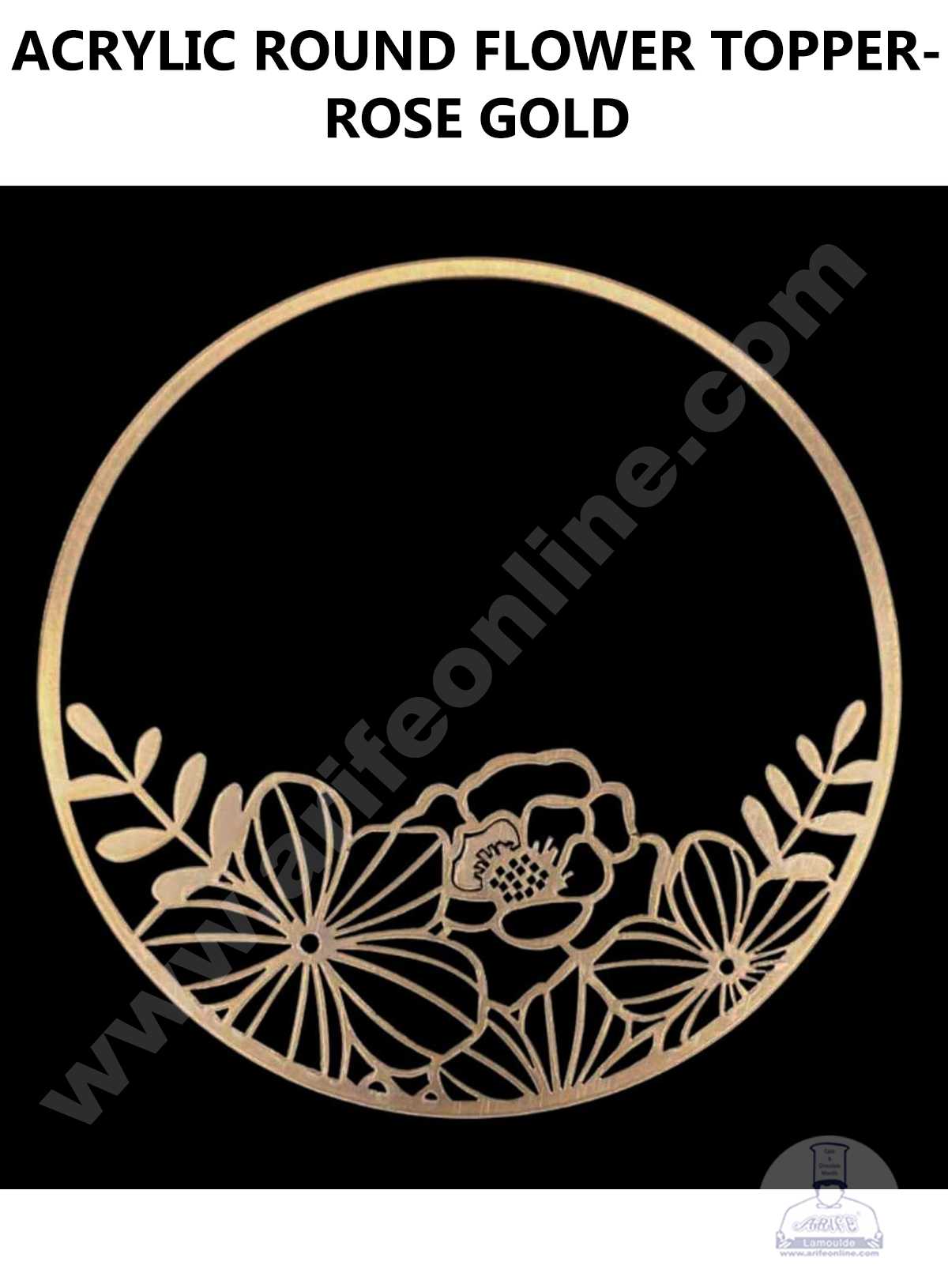 CAKE DECOR™ Acrylic Round Flower Cake Topper - Rose Gold ( SBMT-FLOWER ...