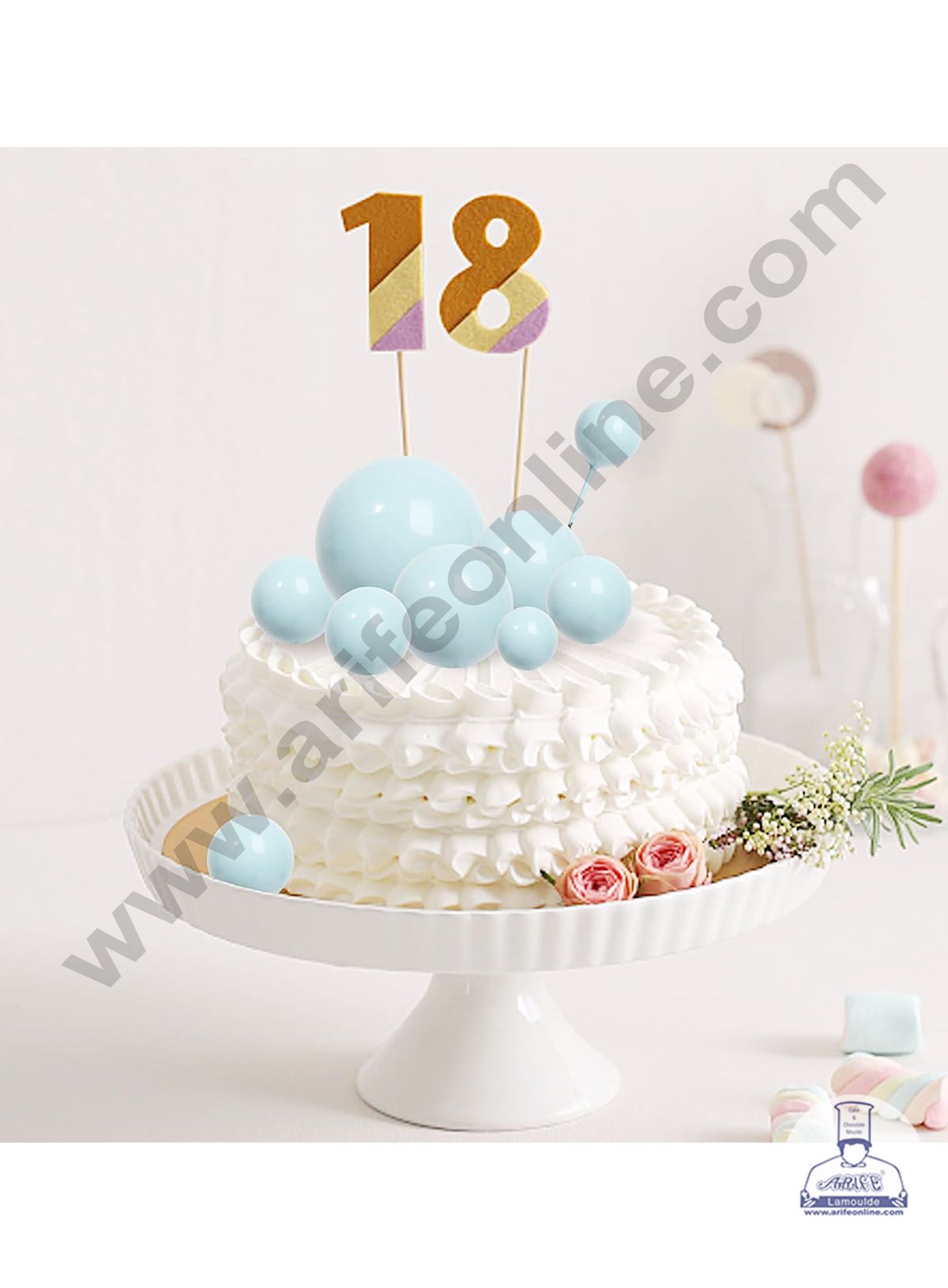 CAKE DECOR™ Blue Faux Balls Topper For Cake and Cupcake Decoration - 2 ...