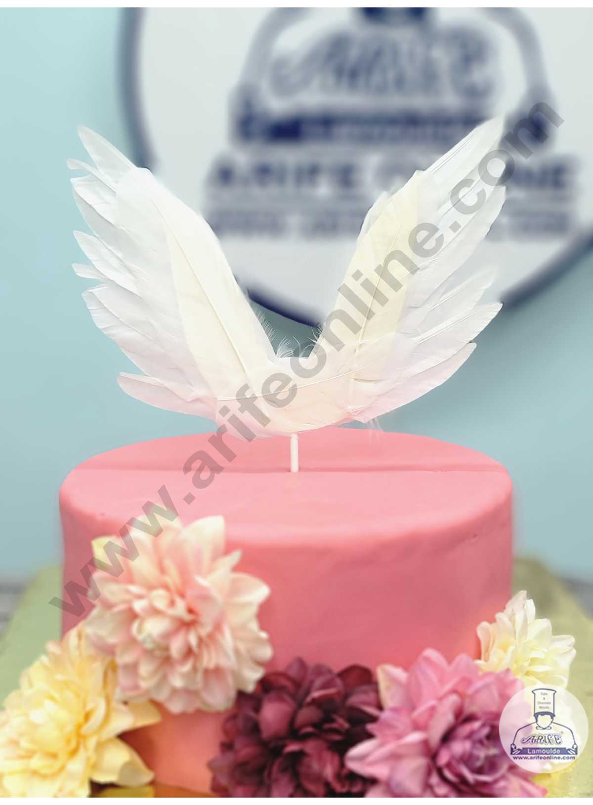 CAKE DECOR™ Butterfly Wing Feather Topper For Cake Decorations - White ...