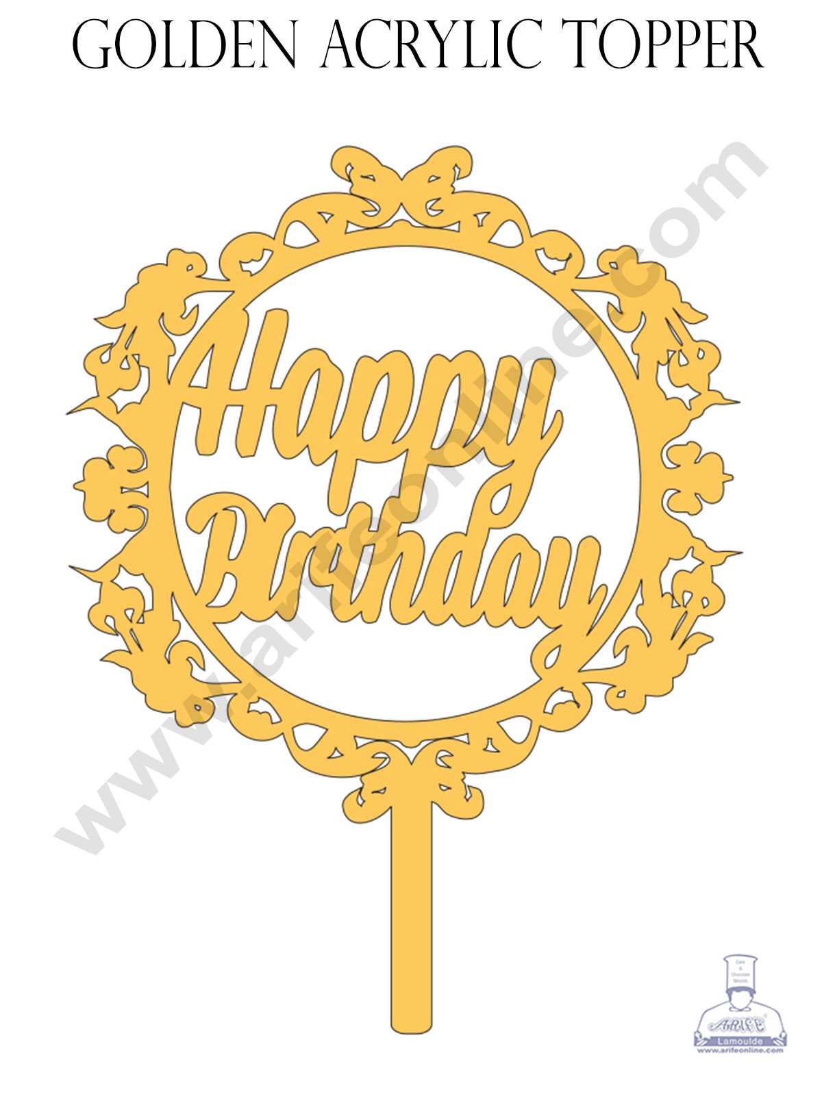 CAKE DECOR™ Golden Acrylic Cake Topper - Happy Birthday ( SBMT-847 ...