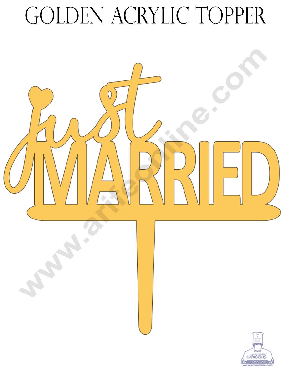 CAKE DECOR™ Golden Acrylic Cake Topper - Just Married ( SBMT-JM-004 ...
