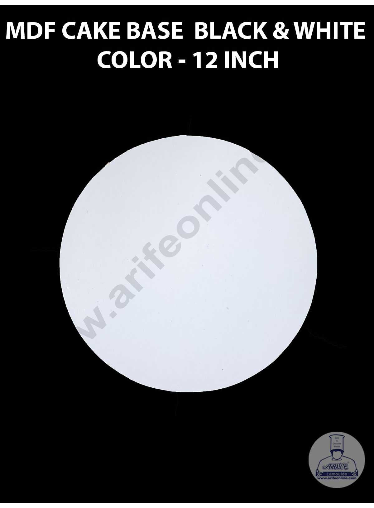CAKE DECOR™ MDF Cake Base 10 Pieces Round - Black And White Color - 12 ...