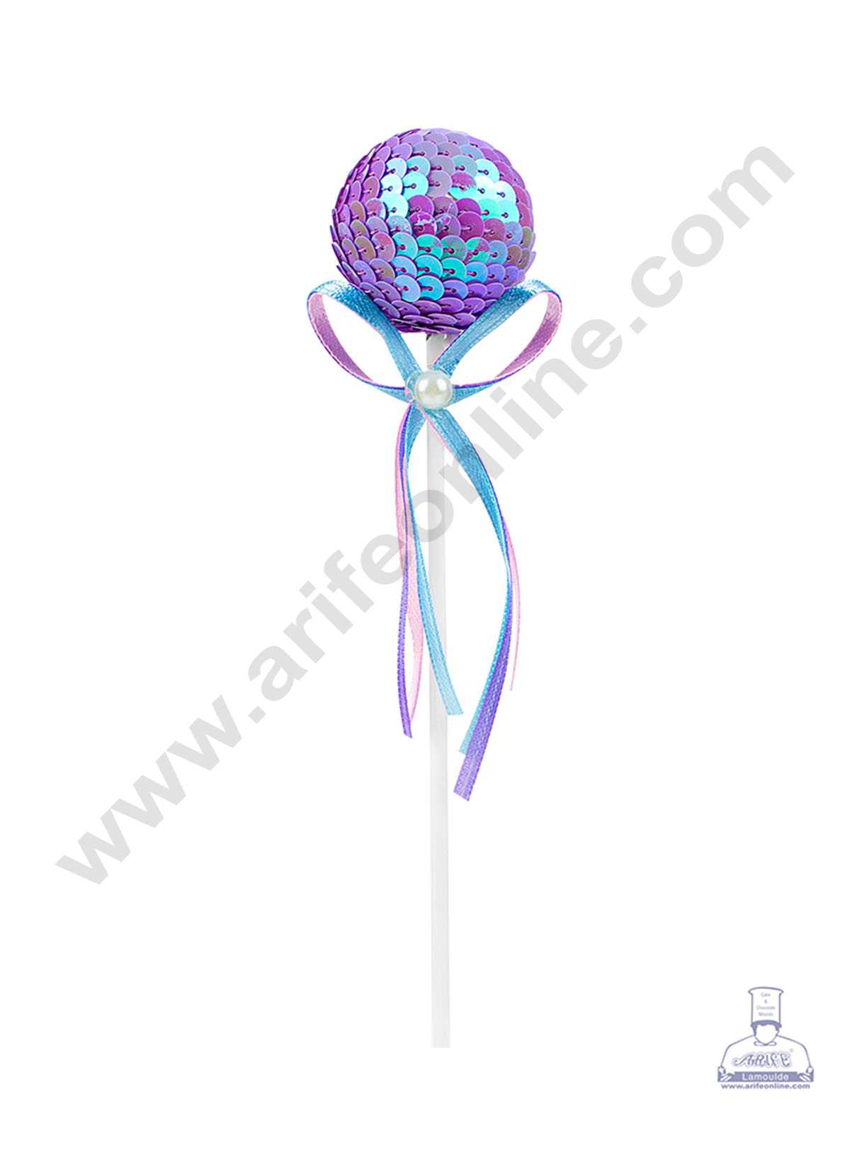 CAKE DECOR™ Purple Bling Bling Sequence Lollipop Ball Toppers For Cake ...