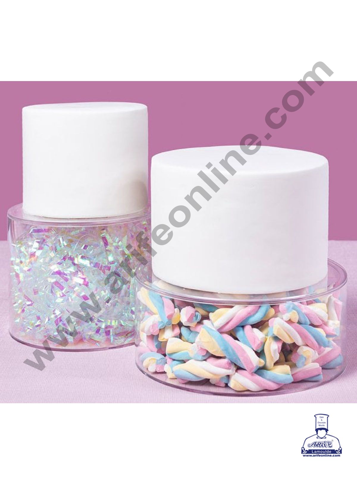 CAKE DECOR™ Round FILL-A-TIER Cake Spacer 6" X 4" Acrylic Clear Cake D ...