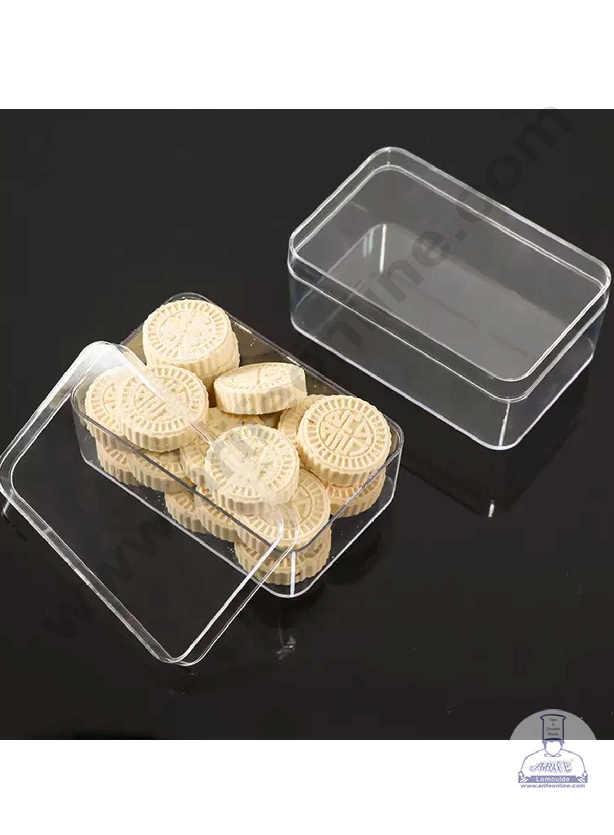CAKE DECOR™ Transparent Acrylic Dessert Rectangle Tub With Lid (Pack o ...