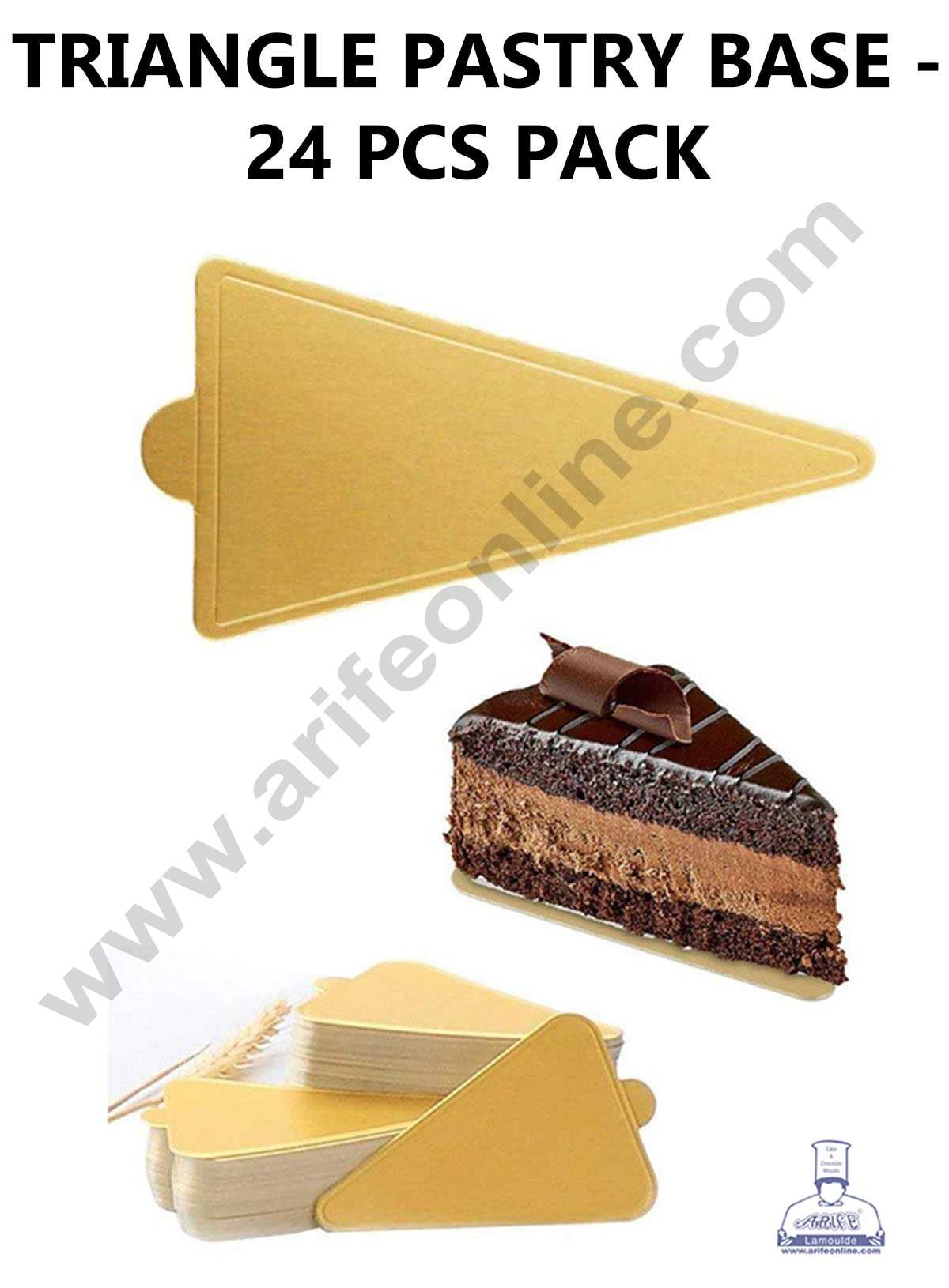 CAKE DECOR™ Triangle Pastry Base Boards - Gold ( 24 Pcs Pack ) – Arife ...