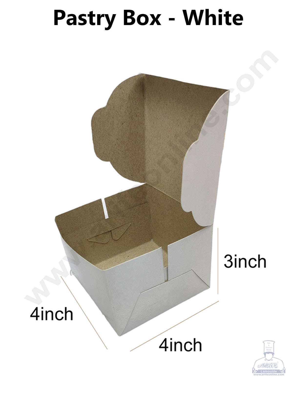 Home CAKE DECOR™ White Pastry Box - 4x4x3( Pack of 10 Pcs )