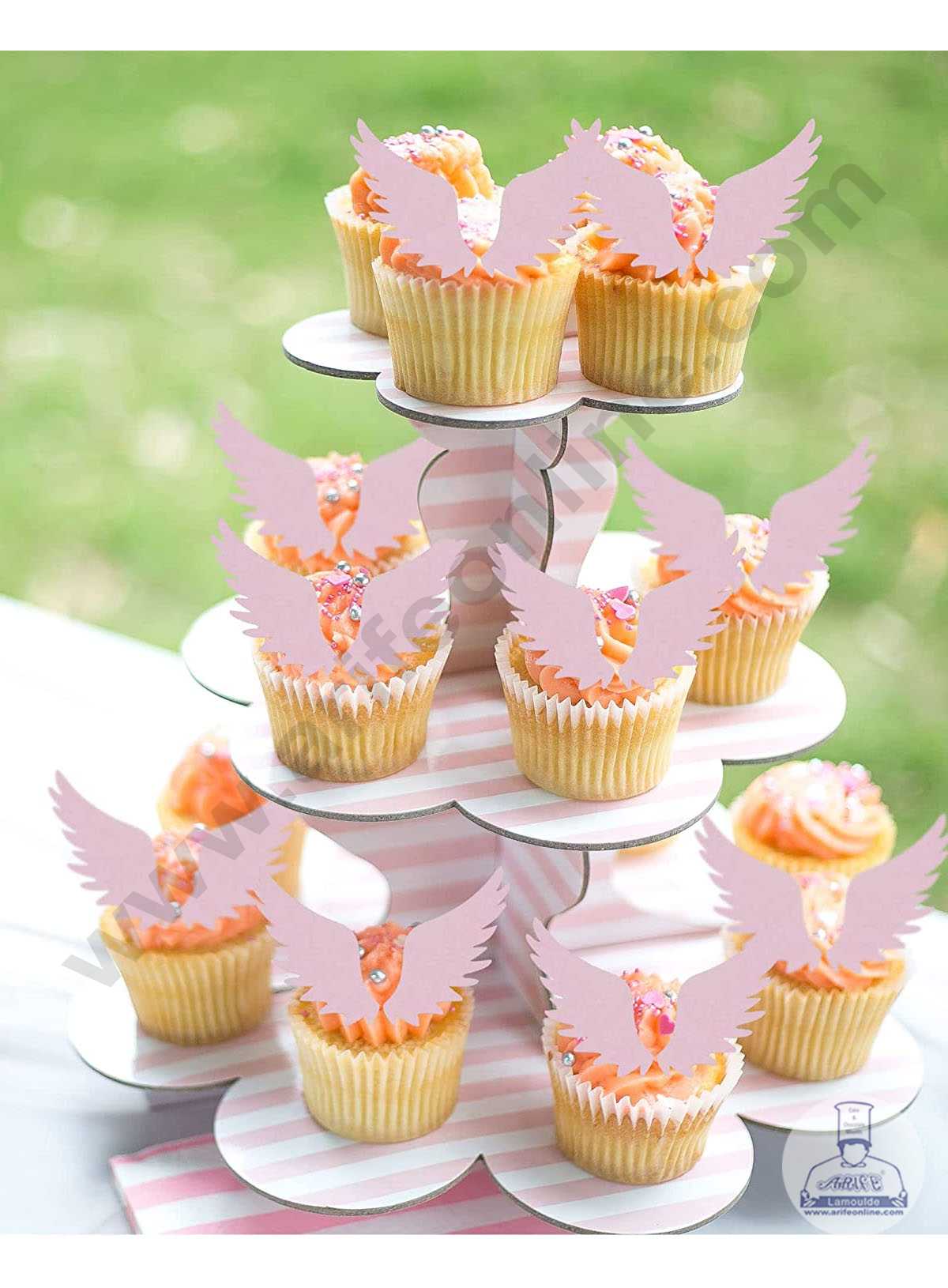 CAKE DECOR™ Wings Edible Pre Cut Wafer Paper - Pink Wings Cake and Cup ...