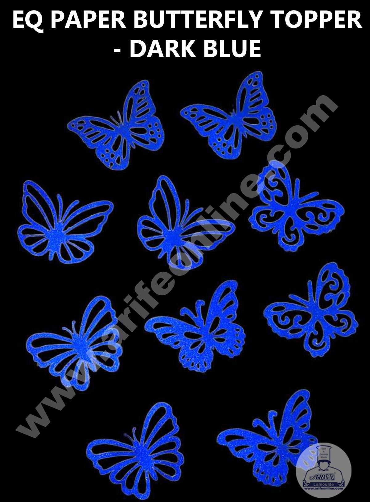 CAKE DECOR™ 10 pcs EQ Dark Blue Butterfly Theme Paper Topper For Cake ...
