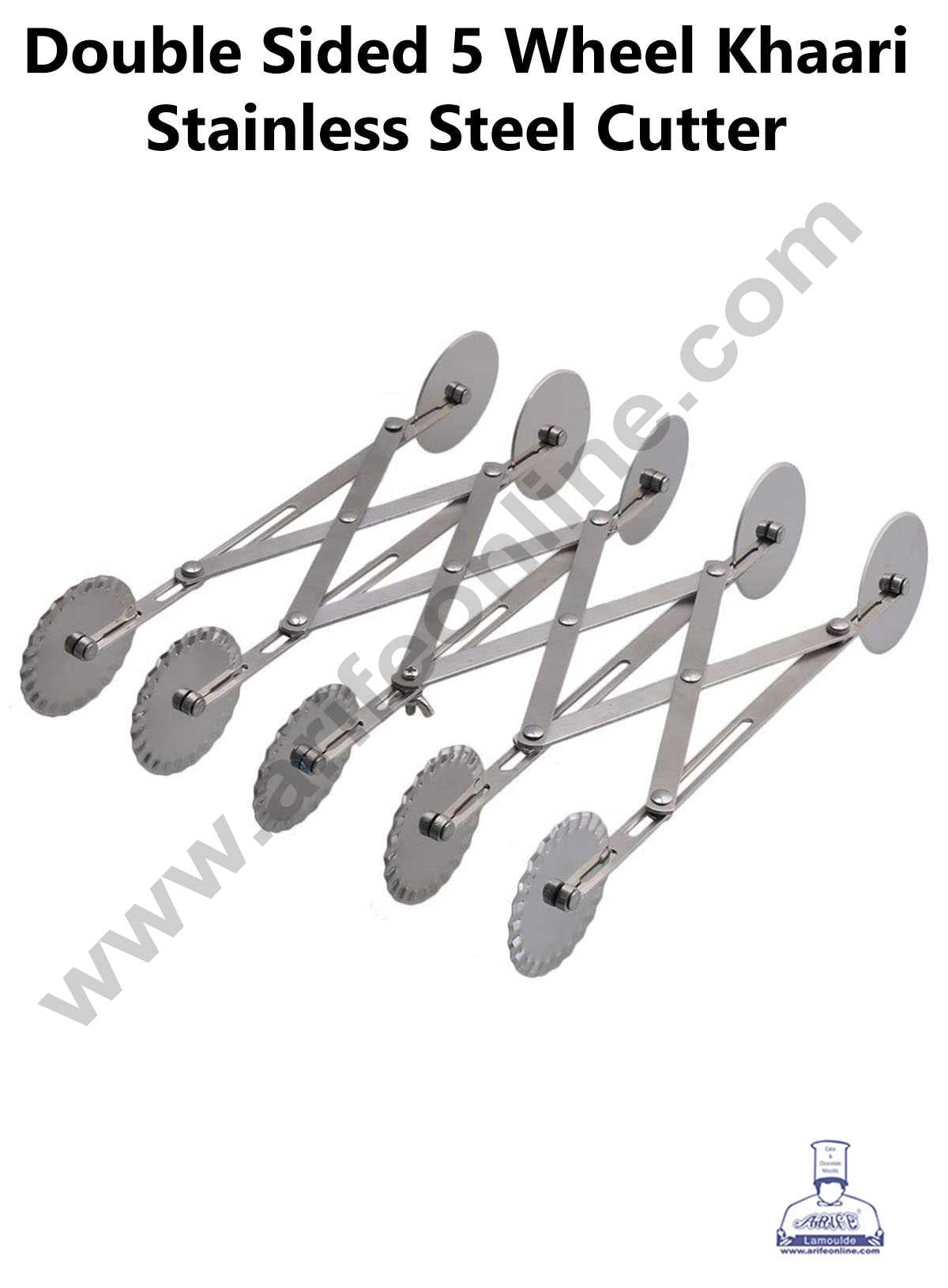 CAKE DECOR™ Double Sided 5 Wheel Khaari Cutter Pastry Cutter Stainless ...