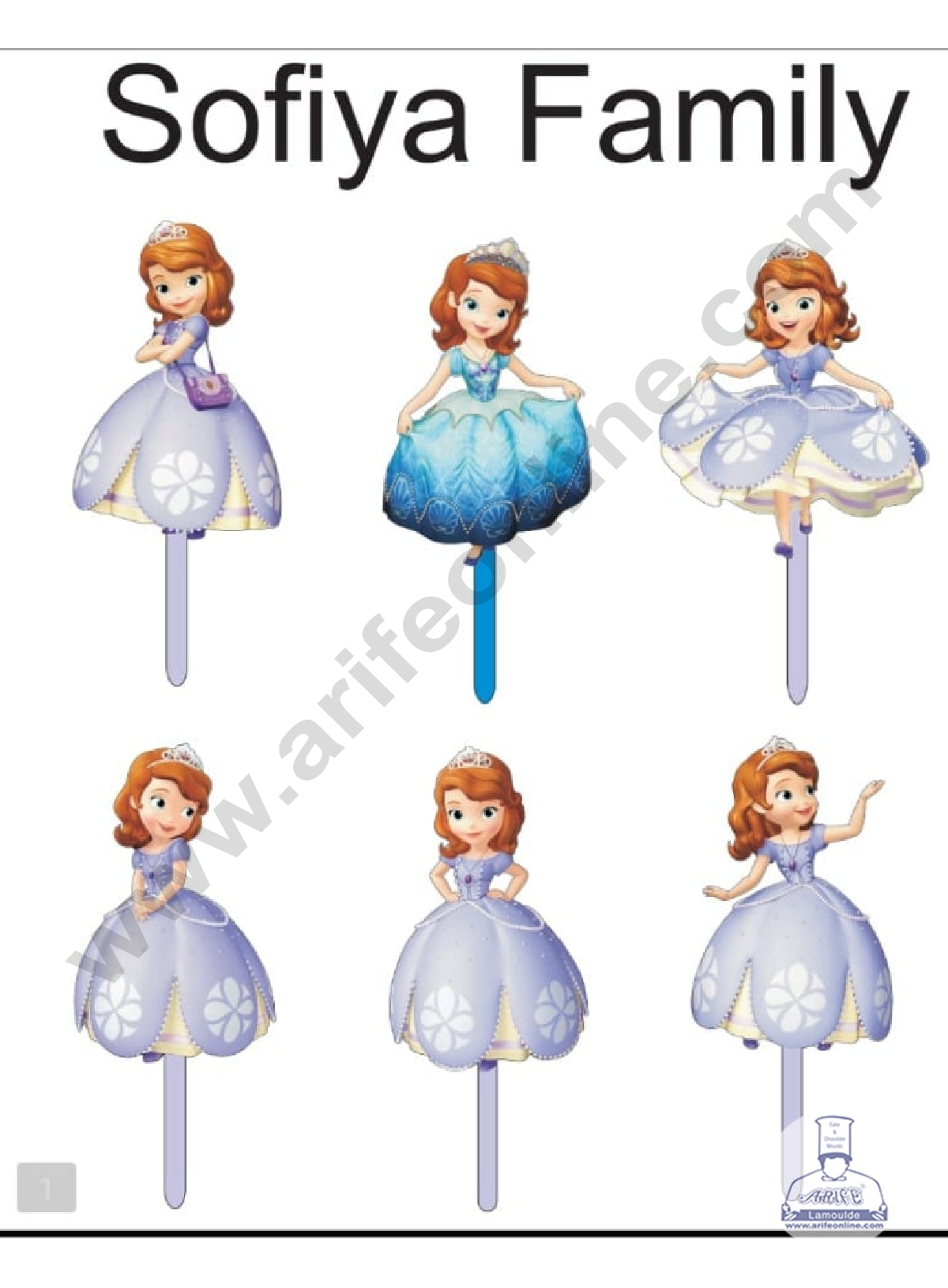 Cake Decor 4 Inches Digital Printed Cake Toppers - 6 Pc Sofiya Family ...