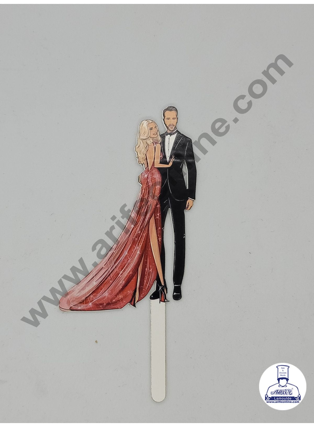 Cake Decor 5 Inches Digital Printed Cake Toppers - Black Red Dress Cou ...