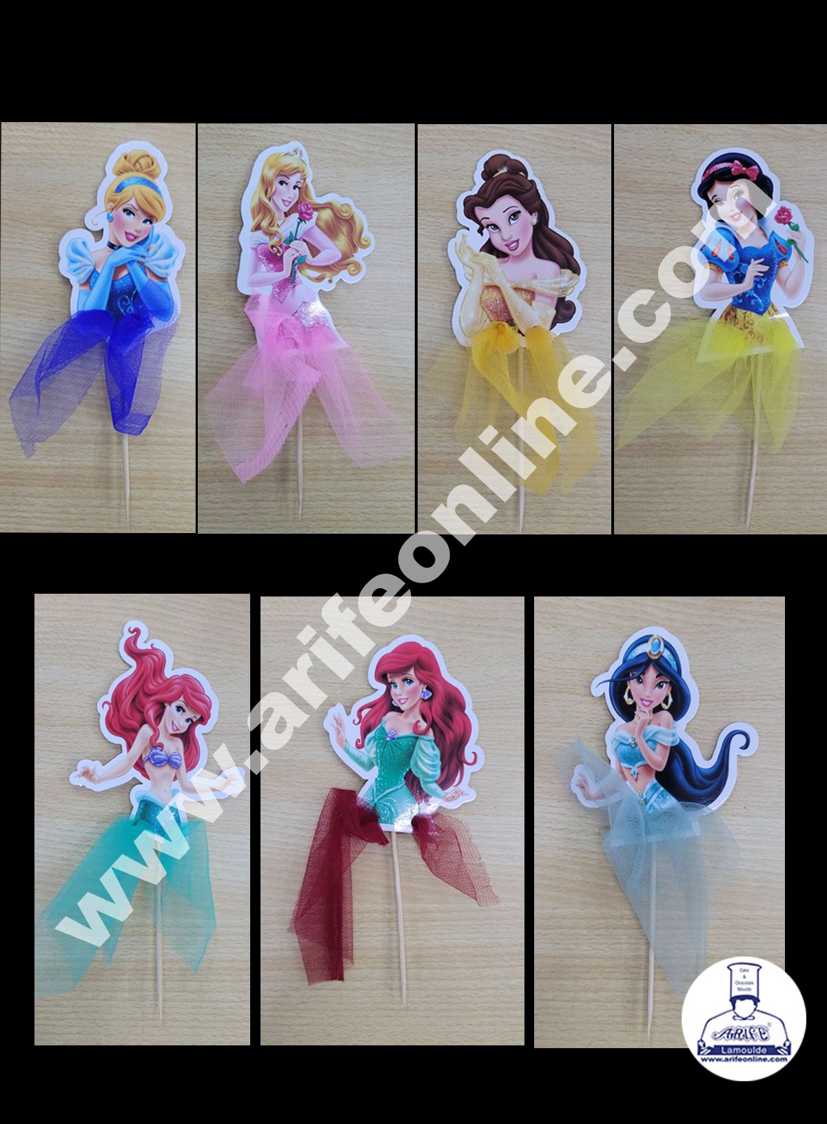 Cake Decor 7 pcs Princess with Net Frock Paper Topper For Cake And Cup ...