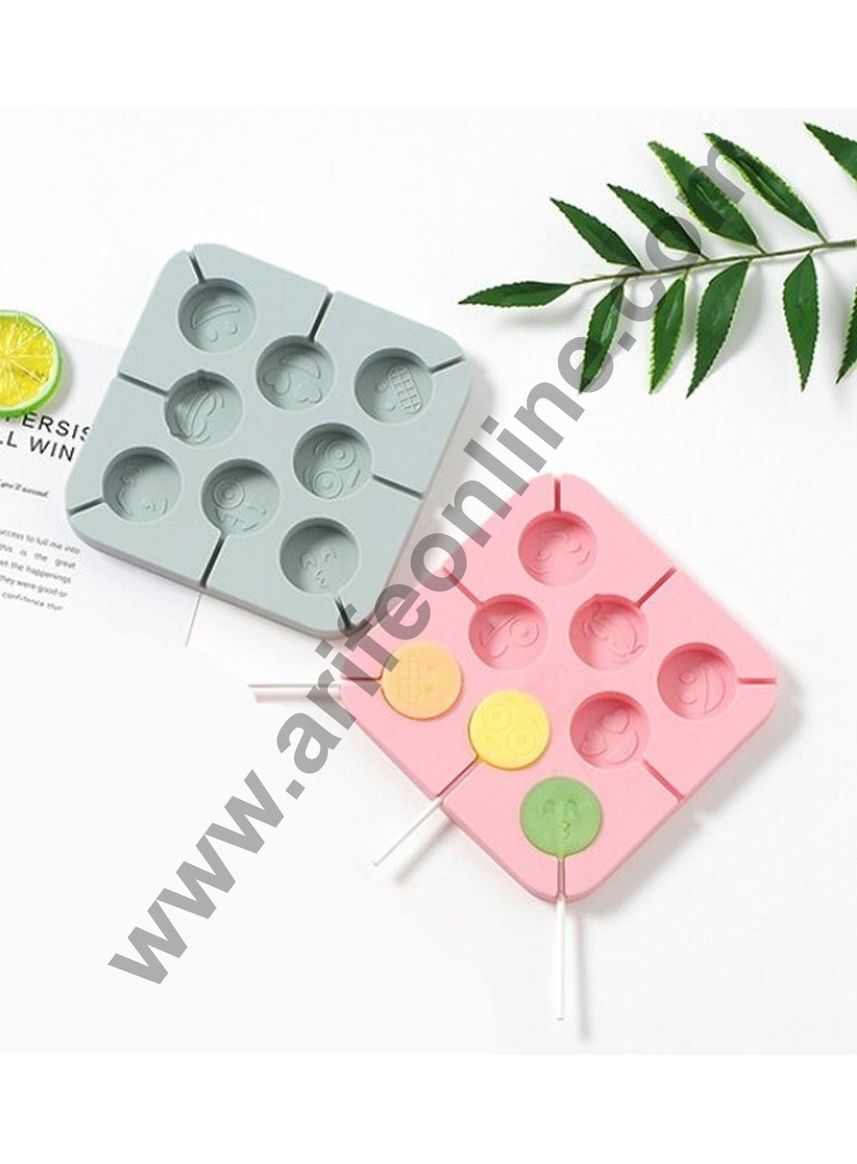 Cake Decor 8 Cavity Silicone Lollipop Mould Smiley Faces Silicon Jelly ...