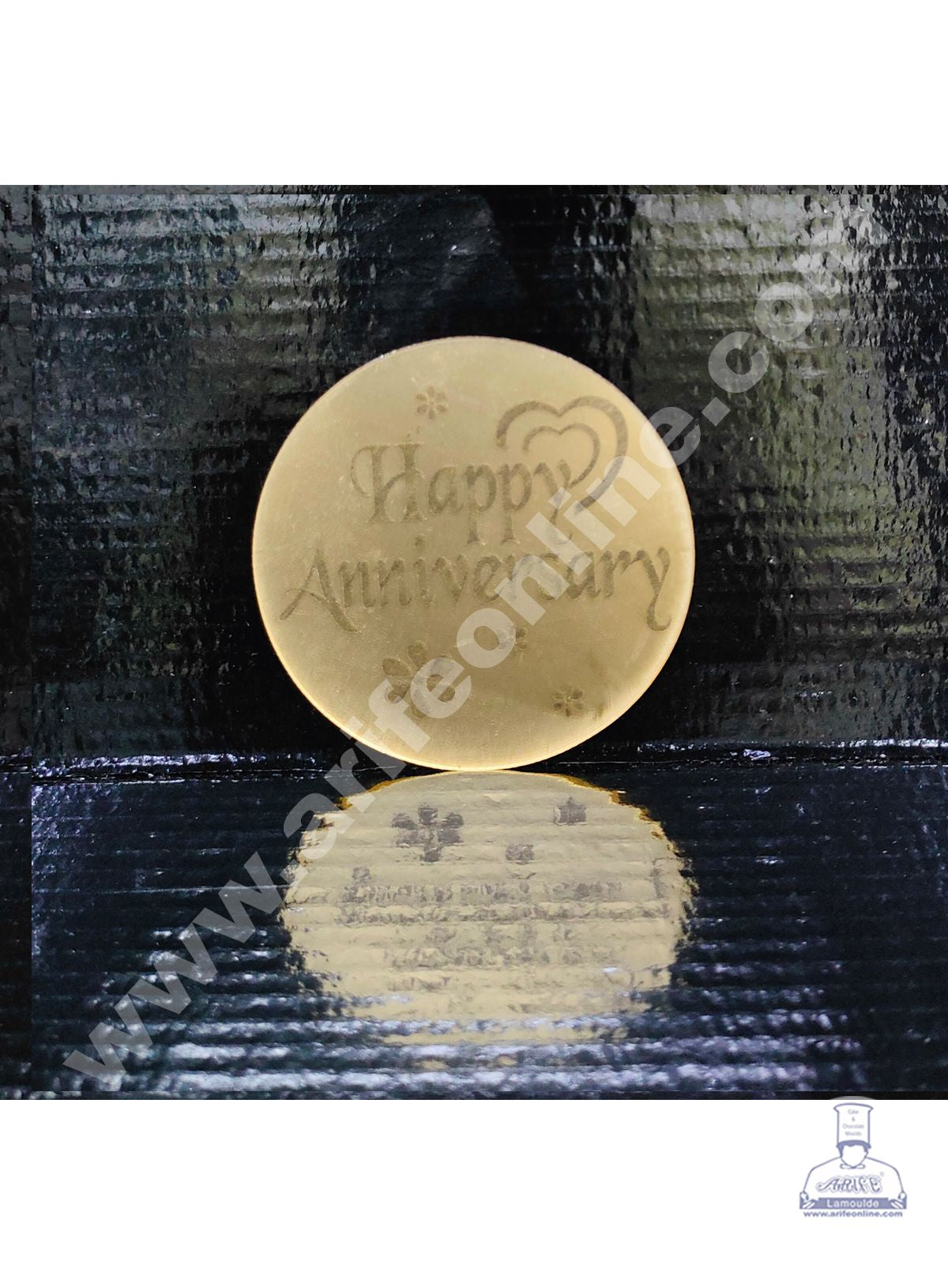 Cake Decor Acrylic Happy Anniversary Coin Topper for Cake and Cupcakes ...