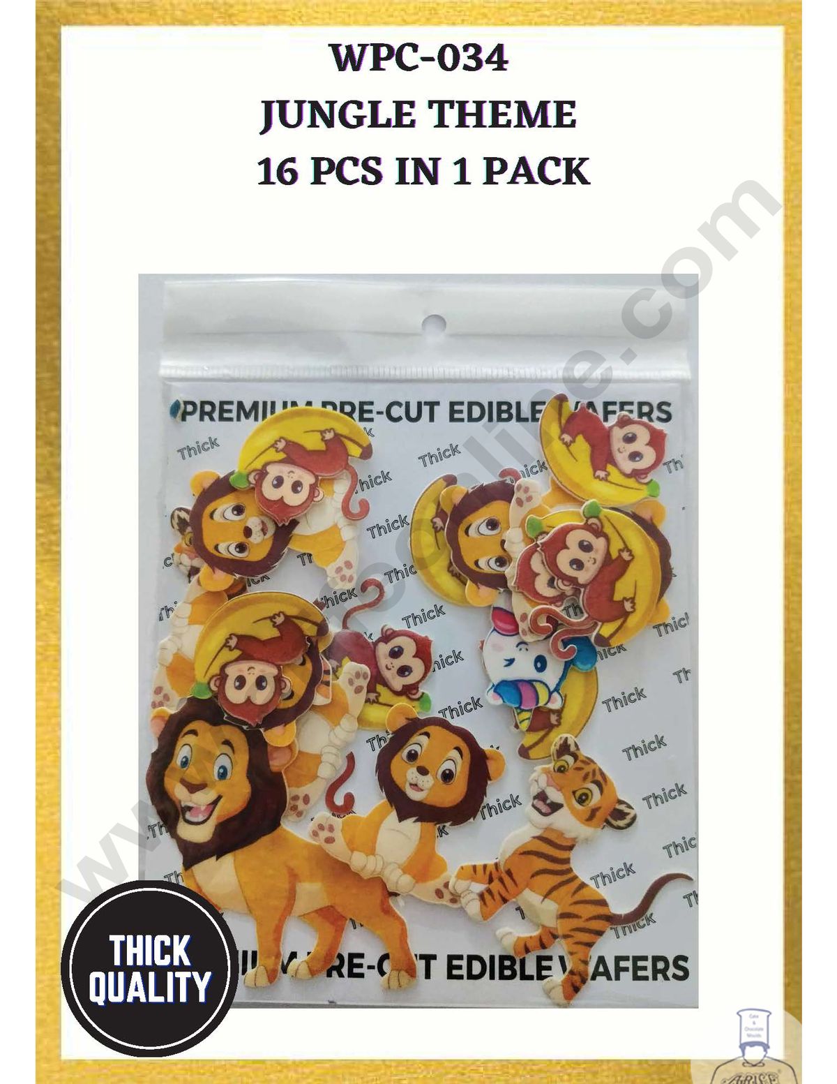 Home Cake Decor Edible Pre Cut Wafer Paper - Jungle Theme - (Set of 16 pcs)