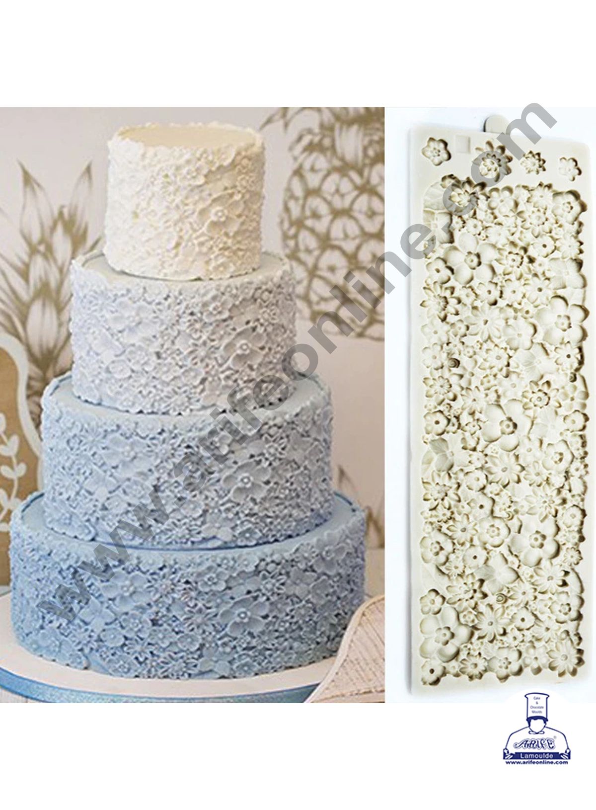 Cake Decor Floral Border Simpress Silicone Mold Cake Decorating Fondan ...